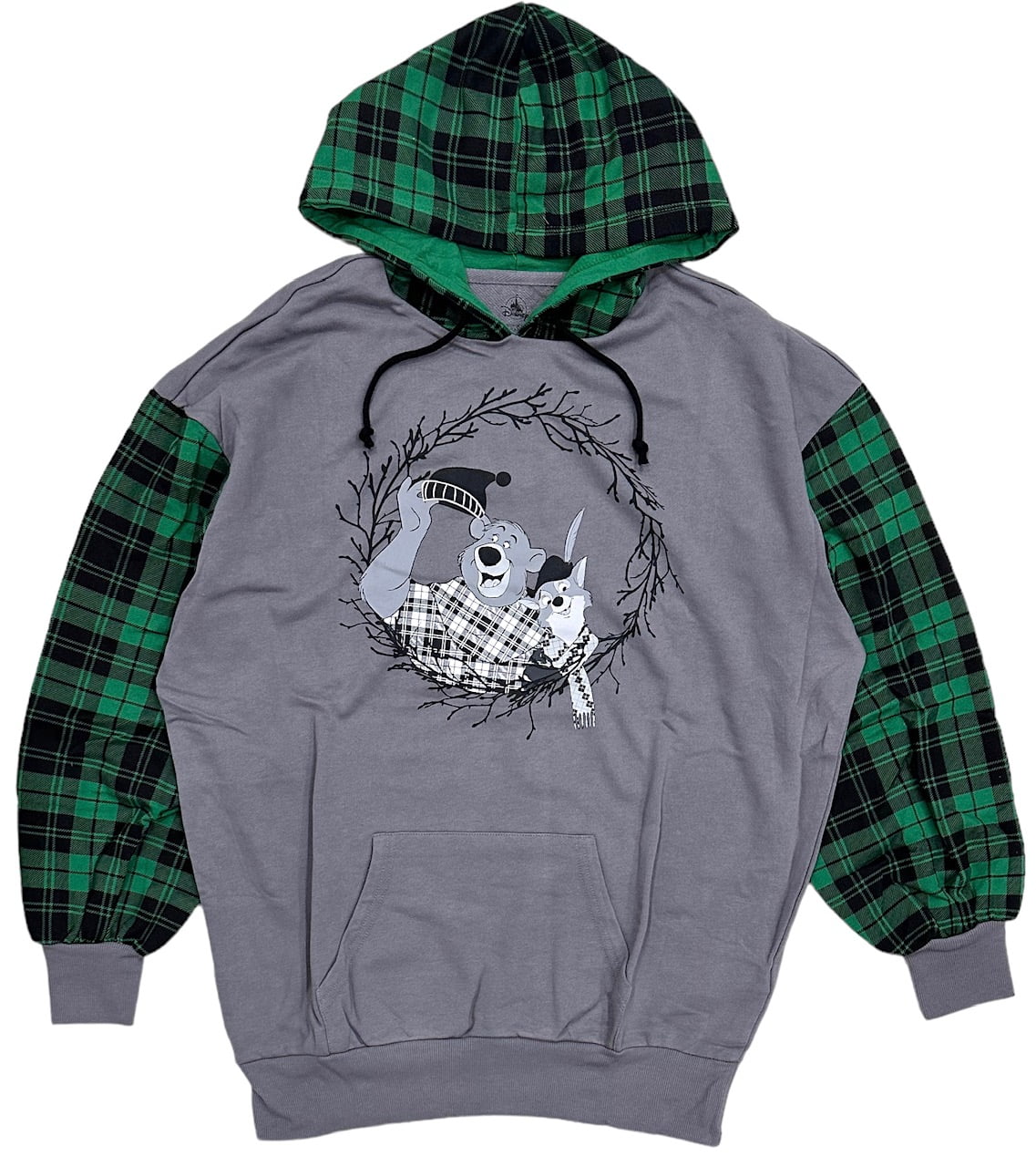 Disney Theme Park Men's Robin Hood & Little John Plaid Detail Hoodie ...