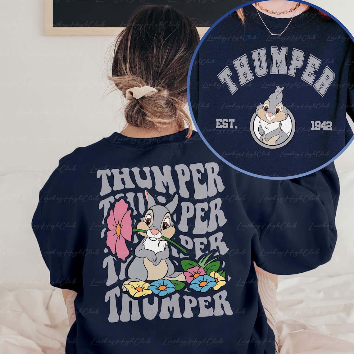 Disney Thumper 2 Sided Sweatshirt, Epcot Bambi Characters Thumper Shirt ...