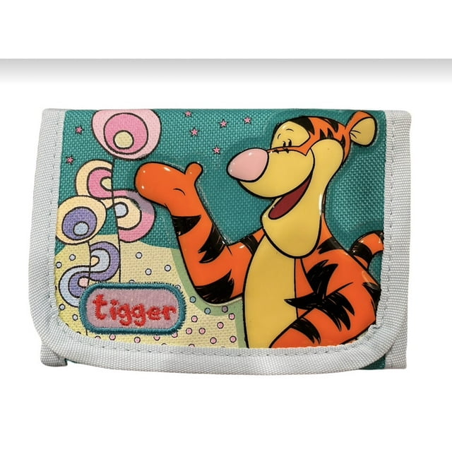 Disney Tigger Trifold Wallet for Kids, Green 5"x4", Velcro Closure with ...