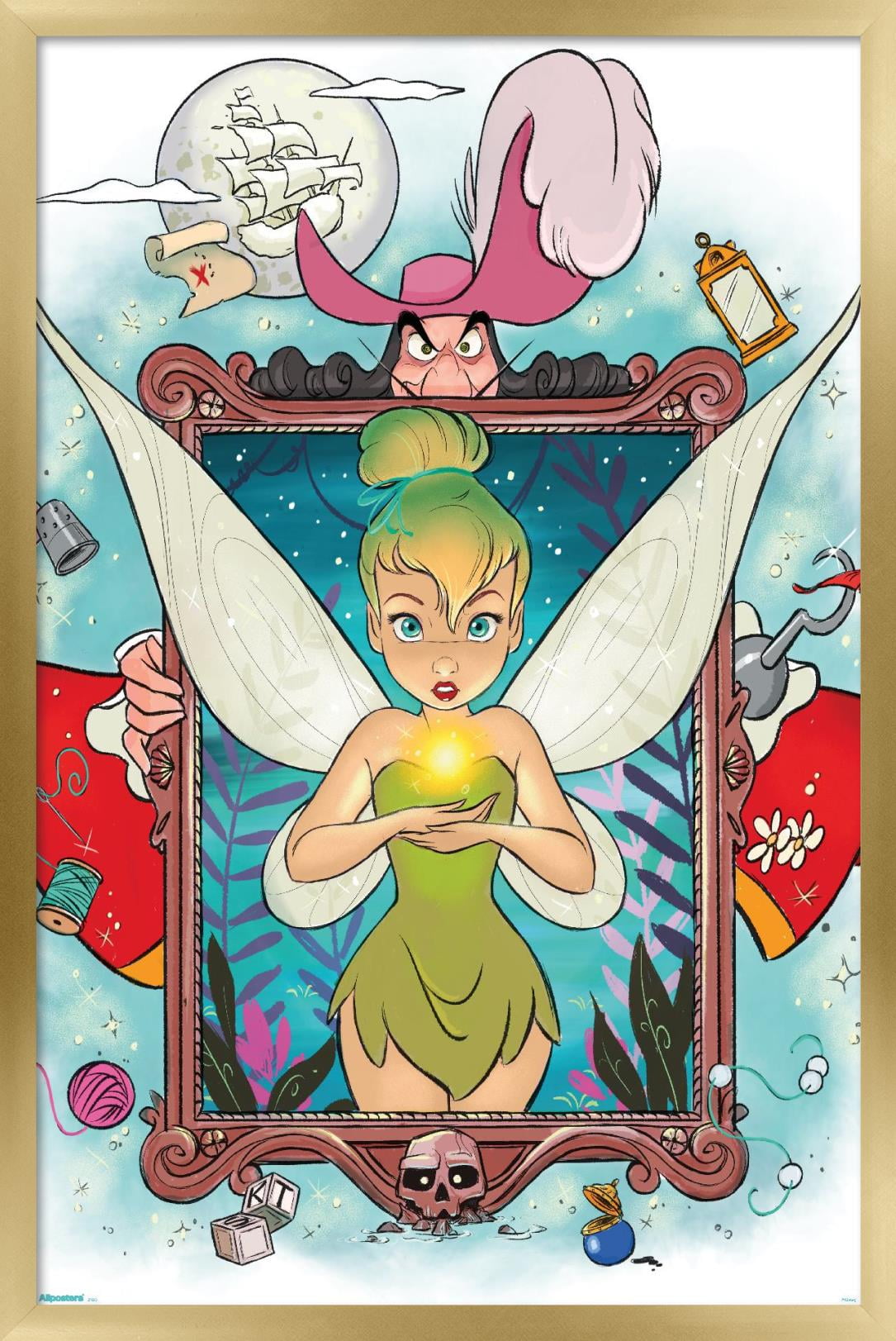 Disney Tinker Bell - Framed Magic with Hook Wall Poster, 14.725" x 22. ...