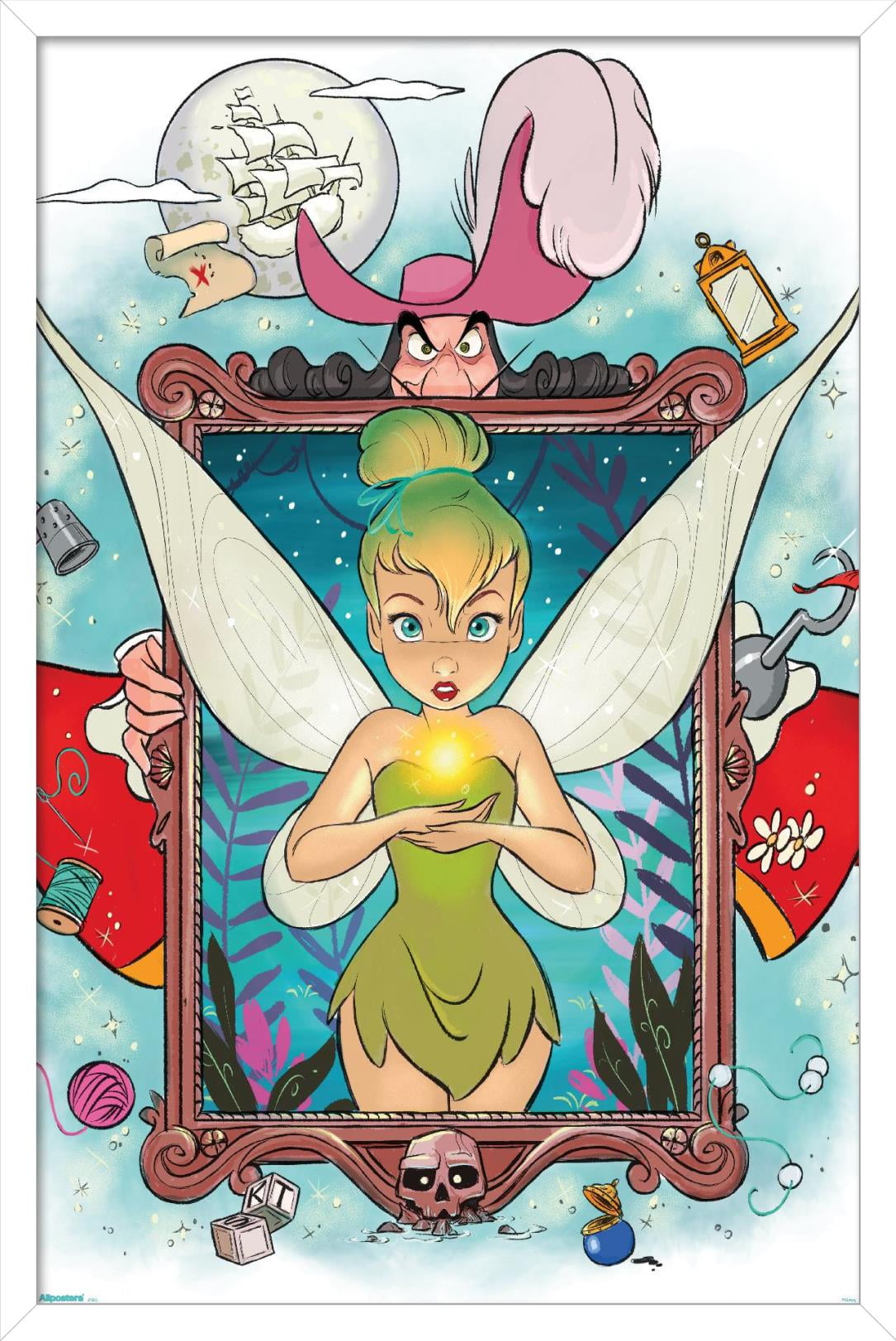 Disney Tinker Bell - Framed Magic with Hook Wall Poster, 14.725" x 22. ...