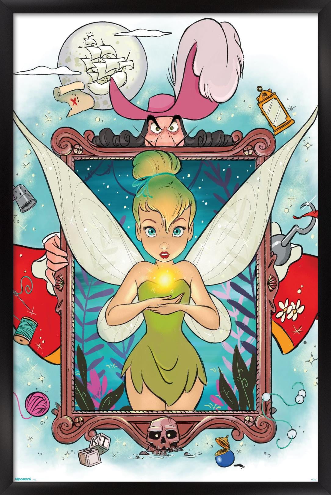 Disney Tinker Bell - Framed Magic with Hook Wall Poster, 22.375" x 34 ...