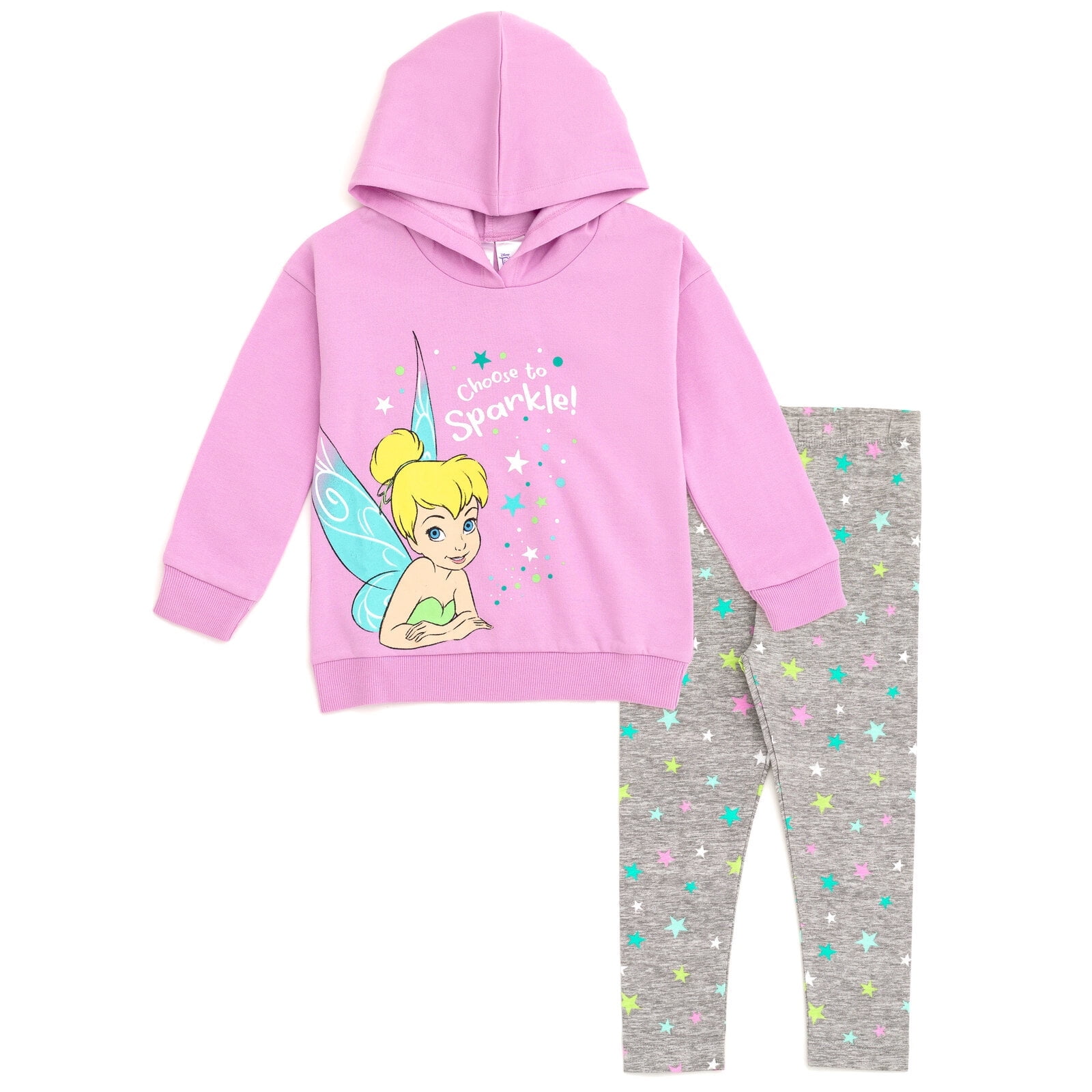 Disney Tinker Bell Little Girls Hoodie and Leggings, Purple Gray Outfit ...