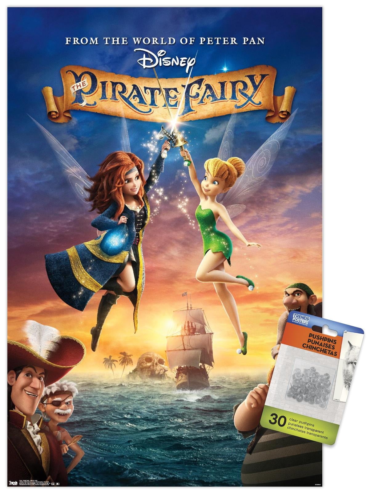 Disney Tinker Bell - Pirate Fairy Wall Poster with Push Pins, 14.725" x ...