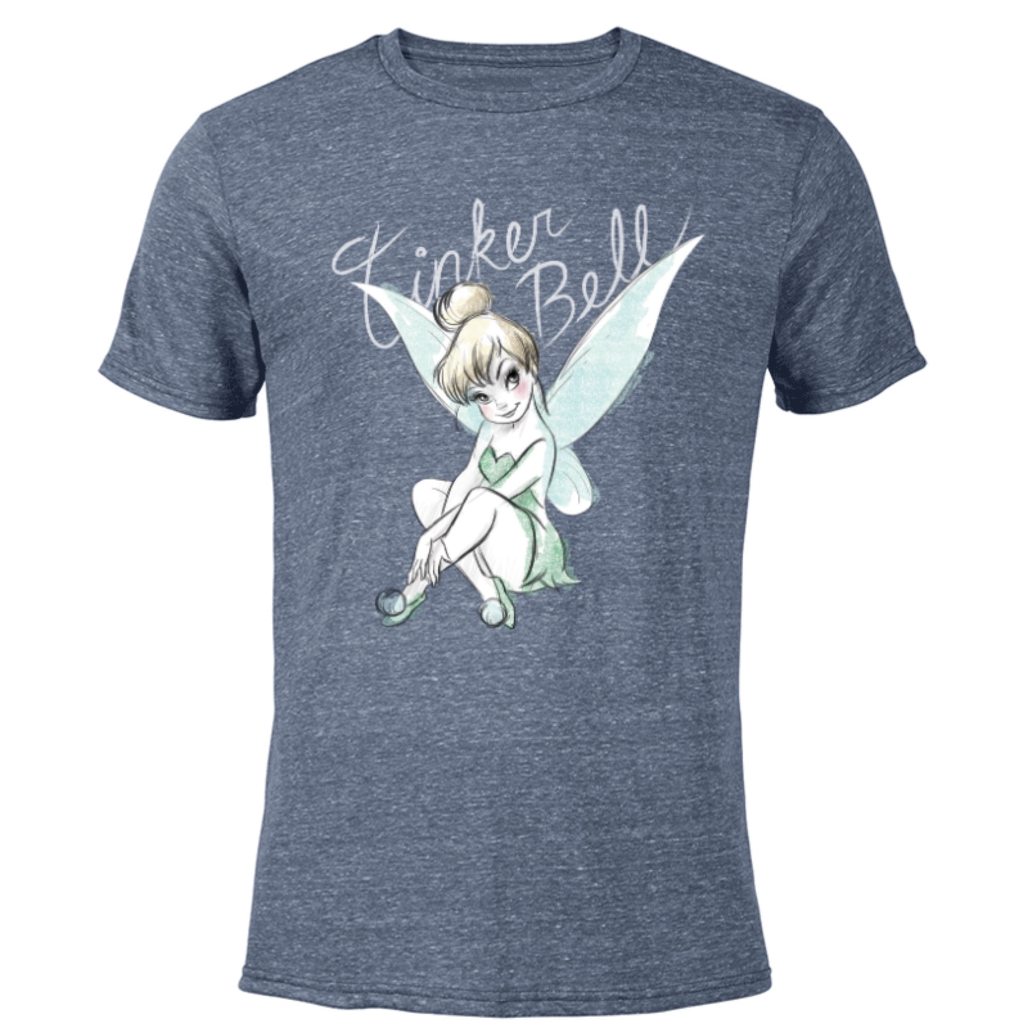 Disney Tinker Bell Sitting - Short Sleeve Blended T-Shirt for Adults ...