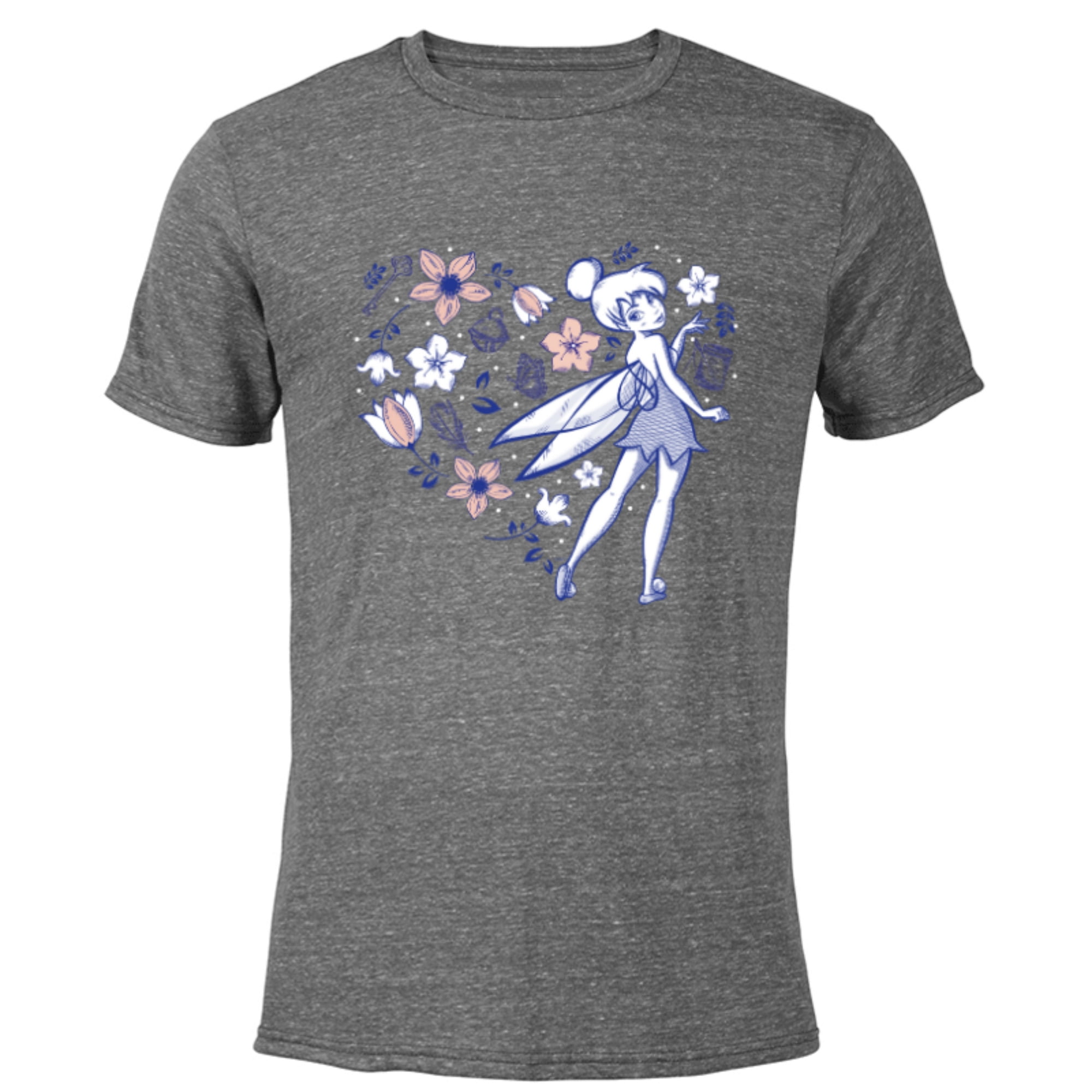 Disney Tinker Bell Storybook Heart Blue - Short Sleeve Blended T-Shirt ...
