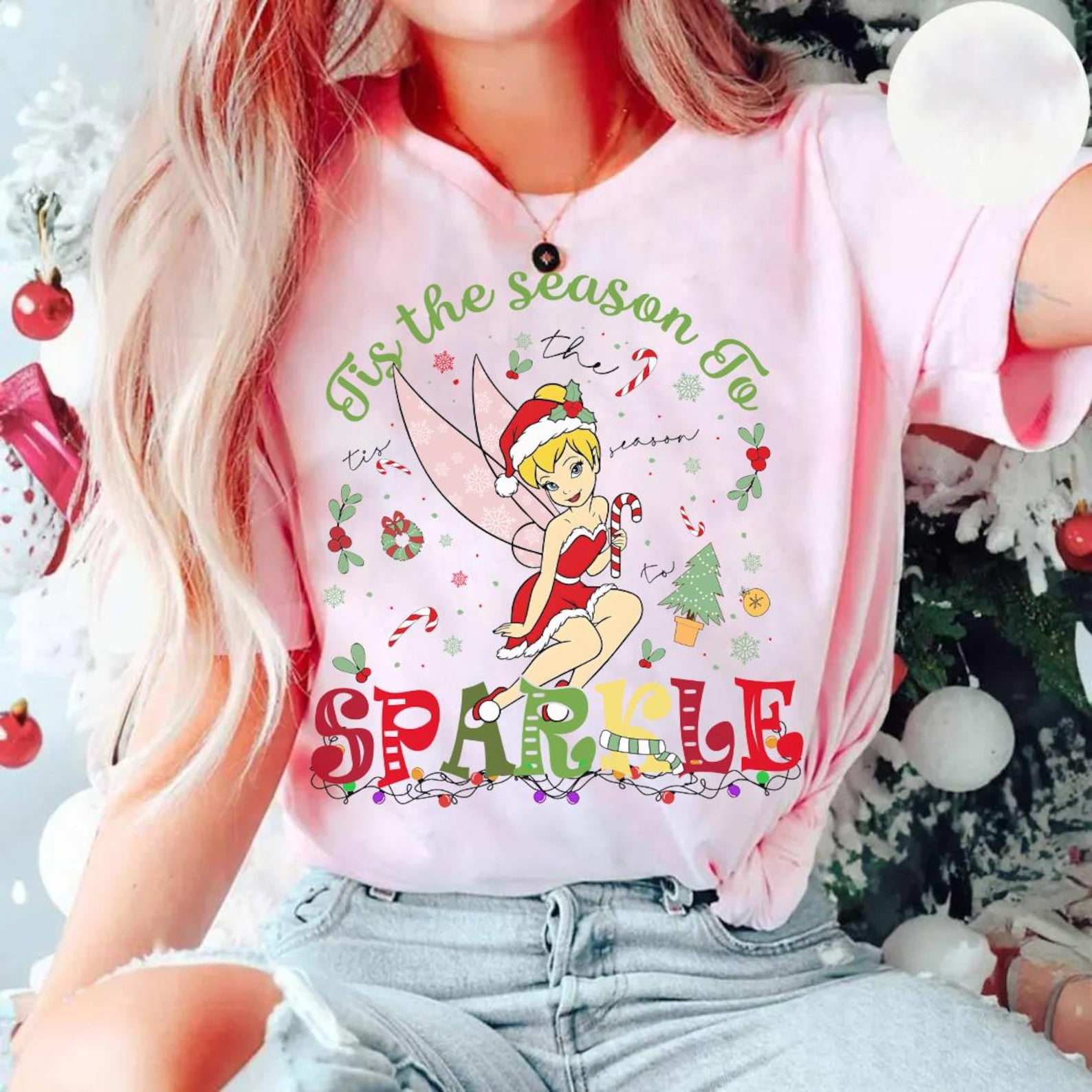 Disney Tinkle Bell Christmas Tis The Season To Sparkle Shirt,Light Pink ...