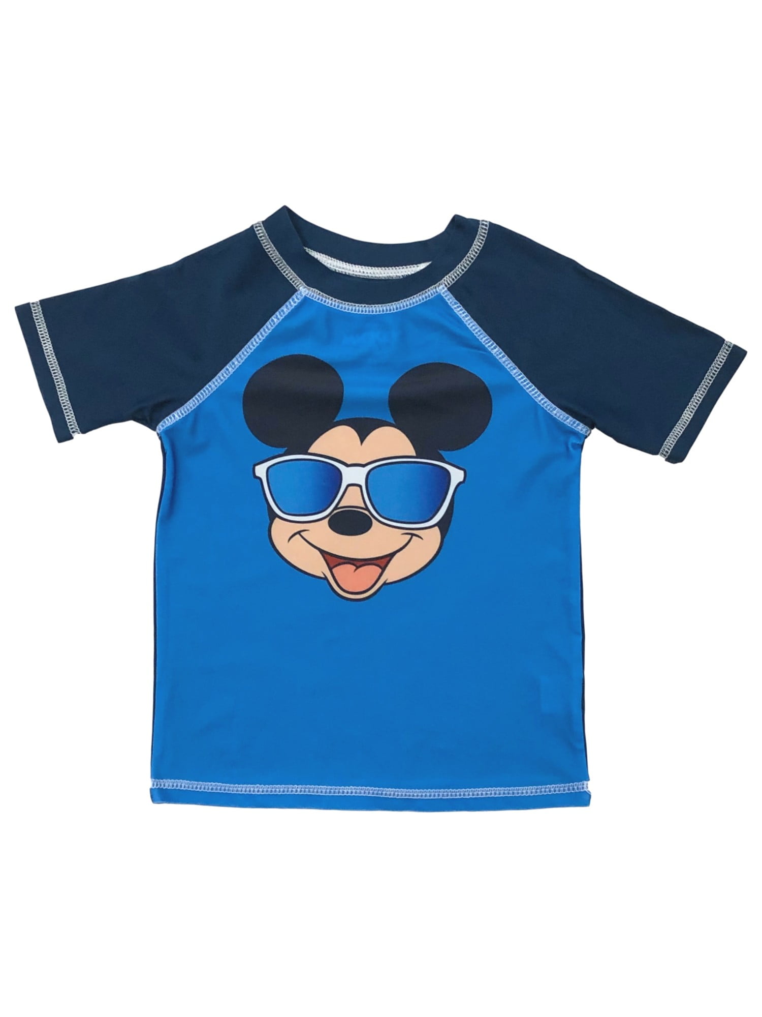 Disney Toddler Boys 2-Tone Blue Mickey Mouse Rash Guard Swim Shirt 4T ...