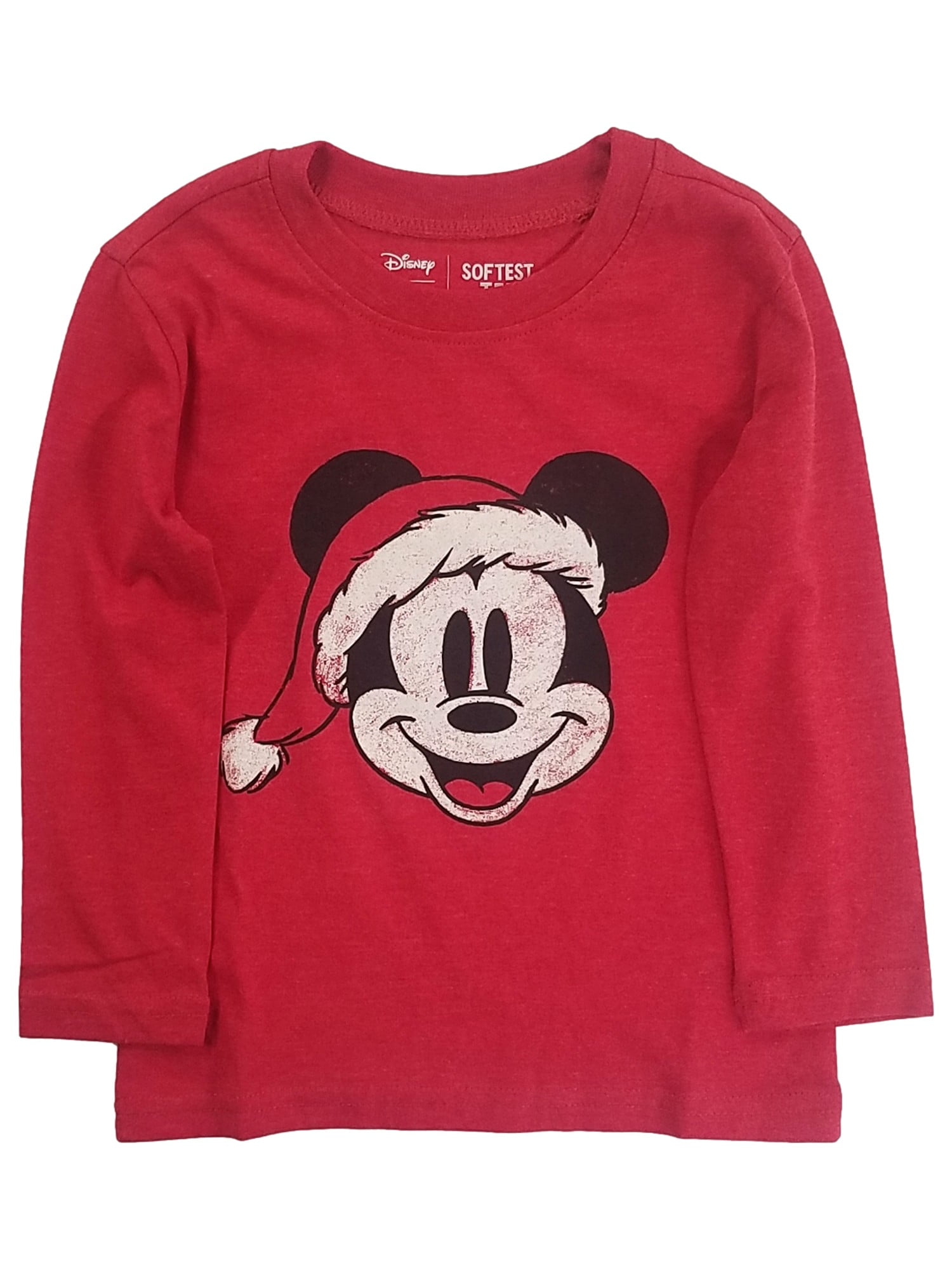 Disney Toddler Boys Mickey Mouse Santa Hat Red Christmas Holiday Tee T ...