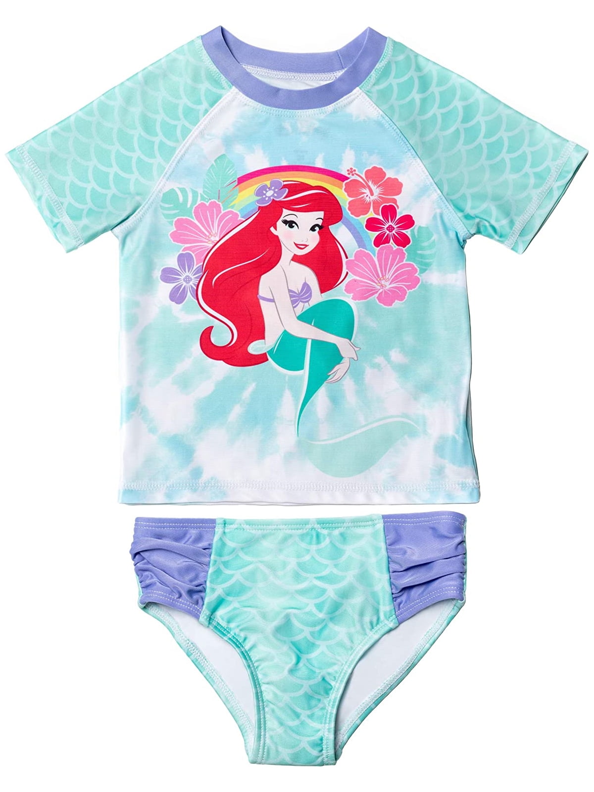 Disney Ariel Short Sleeve Rash Guard and Swim Trunks Set Polyester And ...