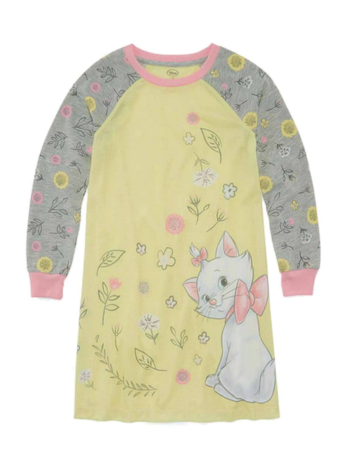 Disney Toddler & Girls Aristocats Marie Cat Floral Yellow Night Gown ...
