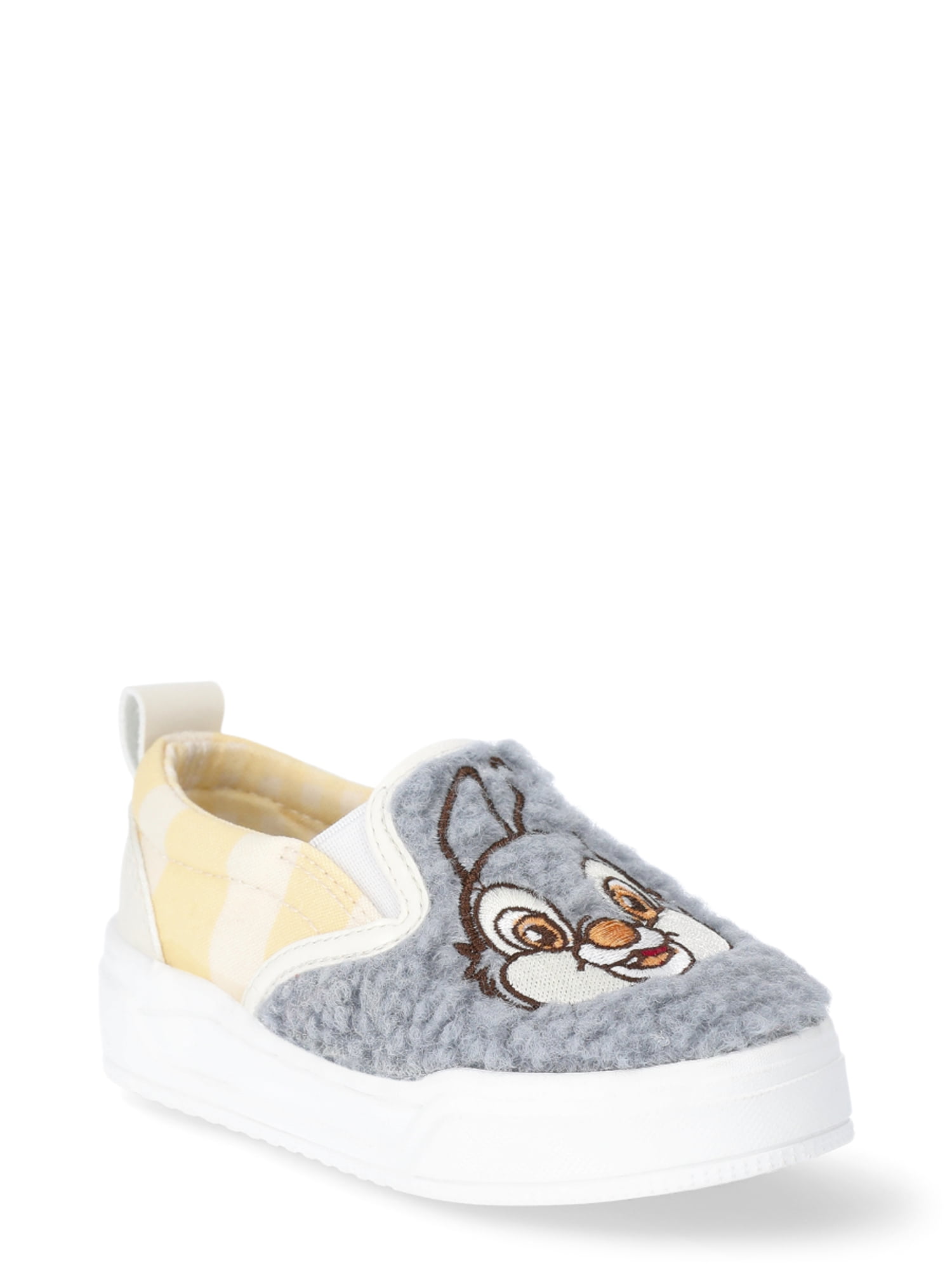 Bambi Toddler Girls Slip-On Sneakers - Cotton Canvas, Faux Sherpa Trim ...