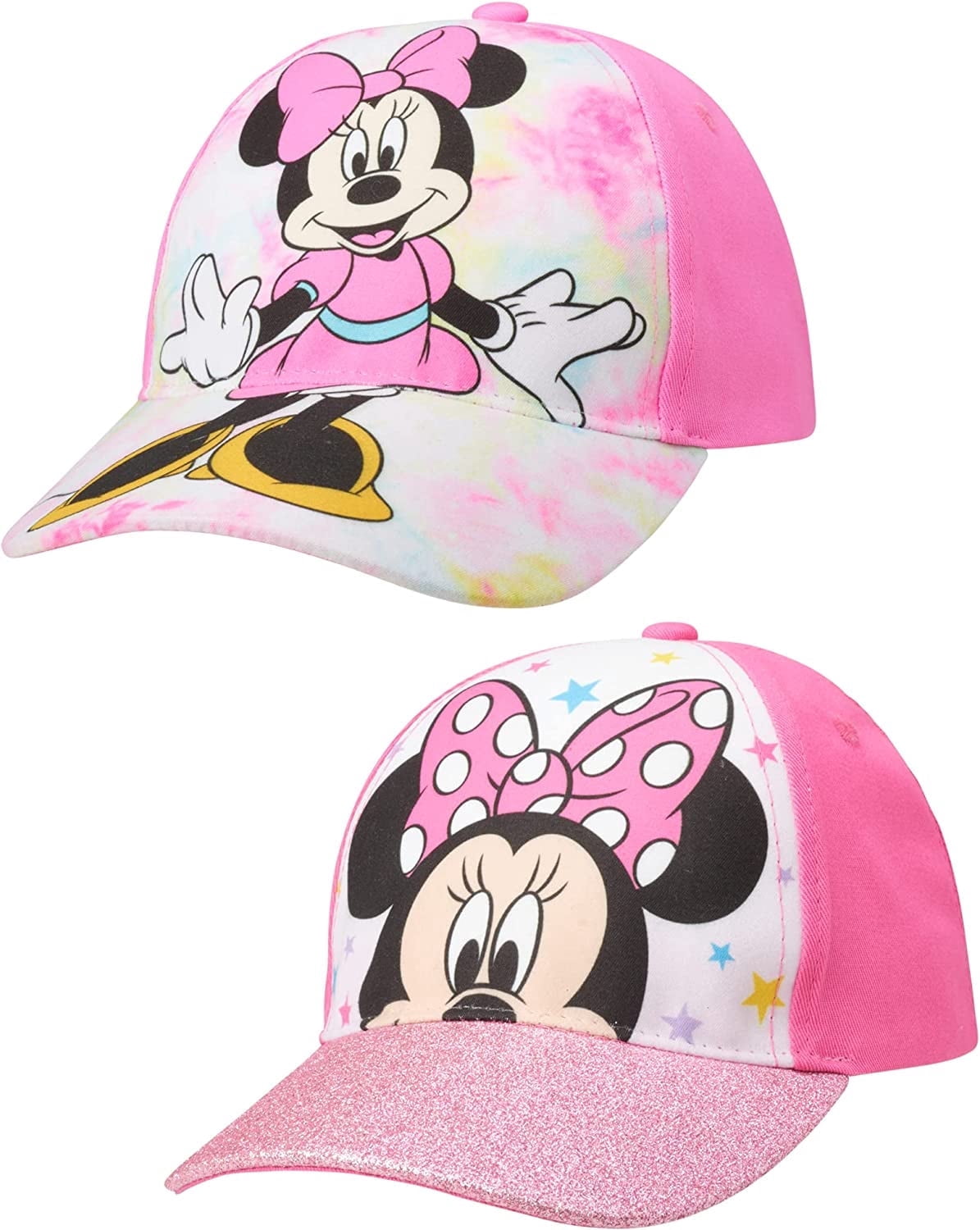 Disney Girls' 2 Pack Minnie Mouse & Princess Character Baseball Hats ...