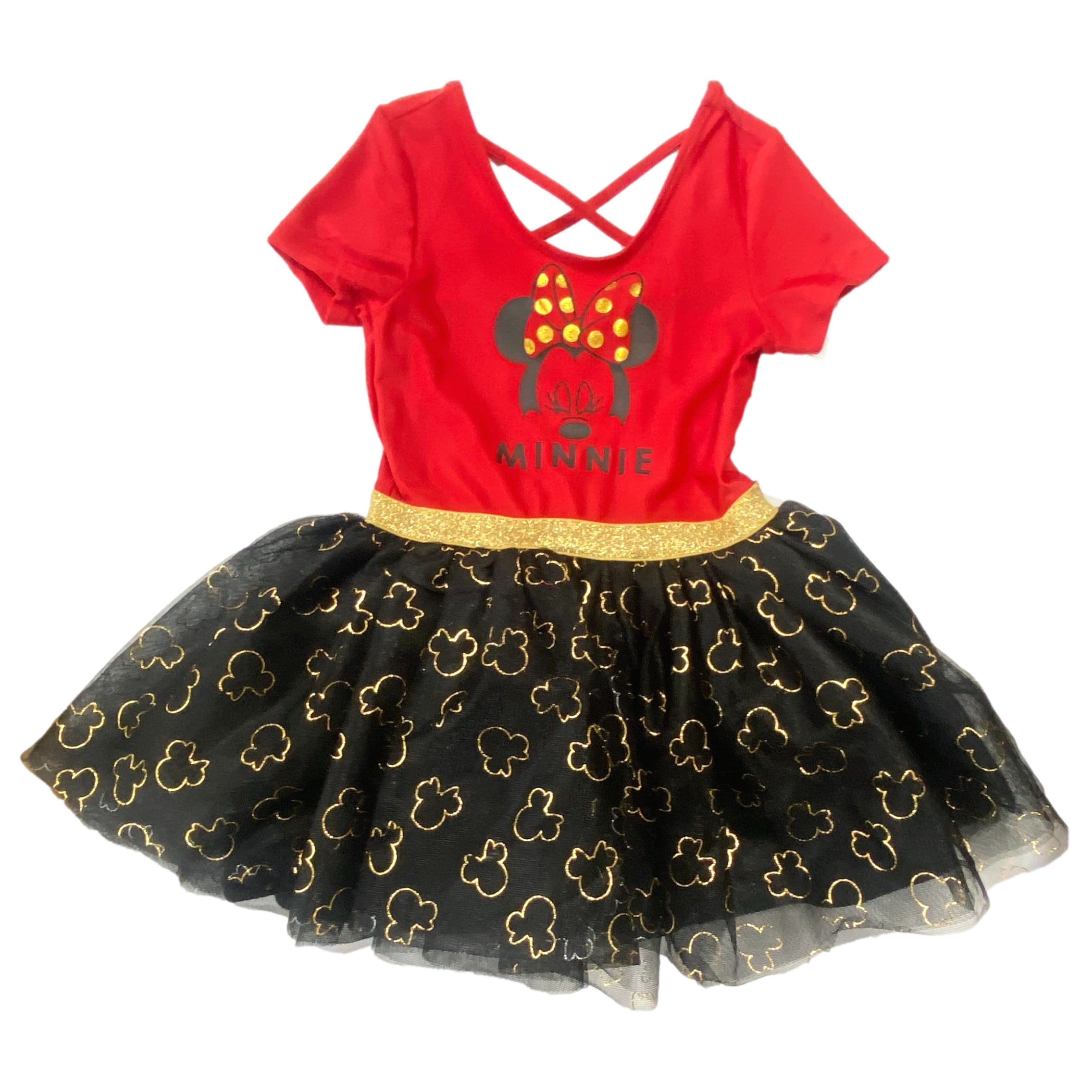 Disney Toddler Girls Black & Red Tulle Minnie Mouse Bodysuit Dress 2T ...