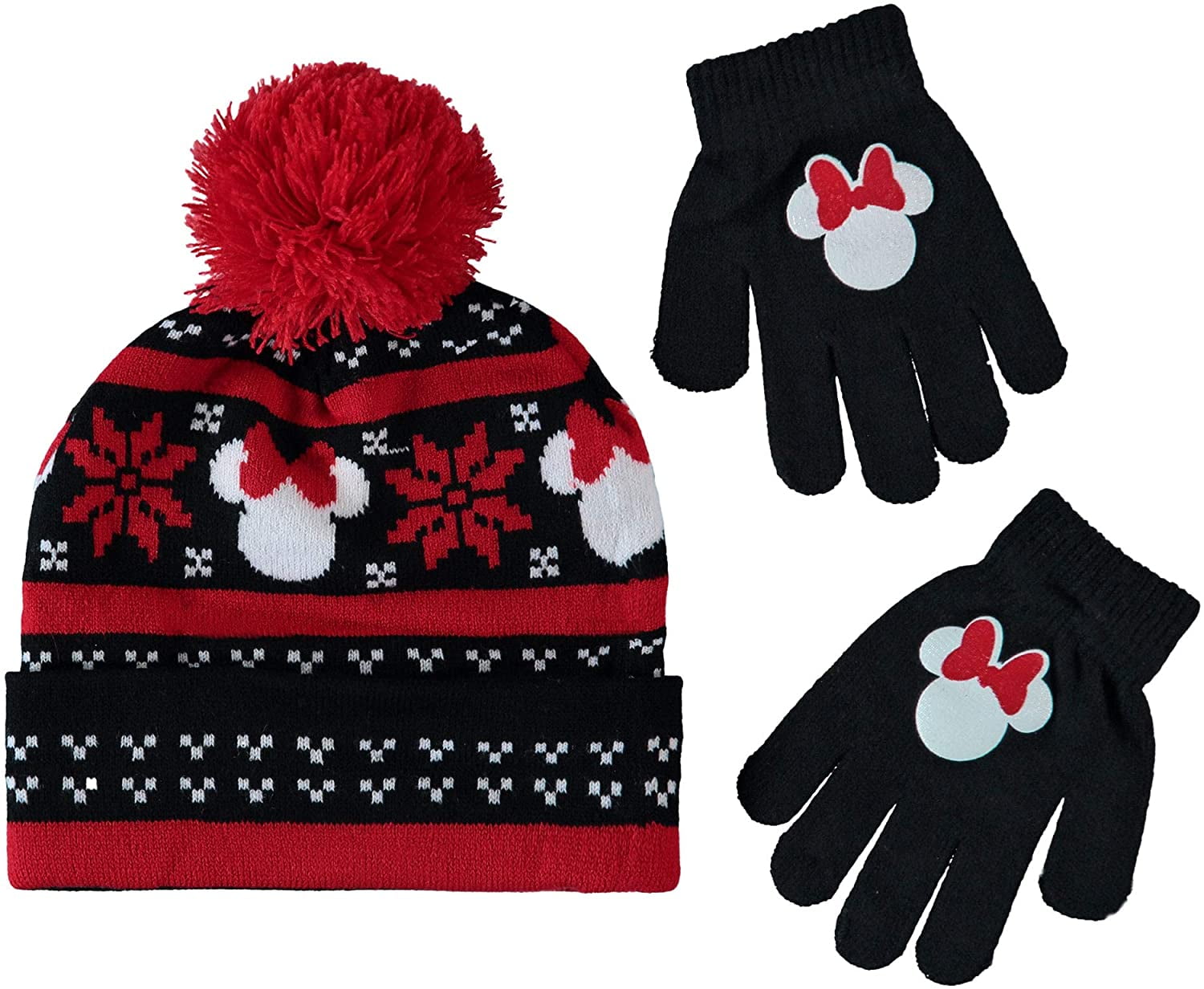 Disney Toddler Girls Minnie Mouse Winter Hat and Mitten Set, Age 2-4 ...