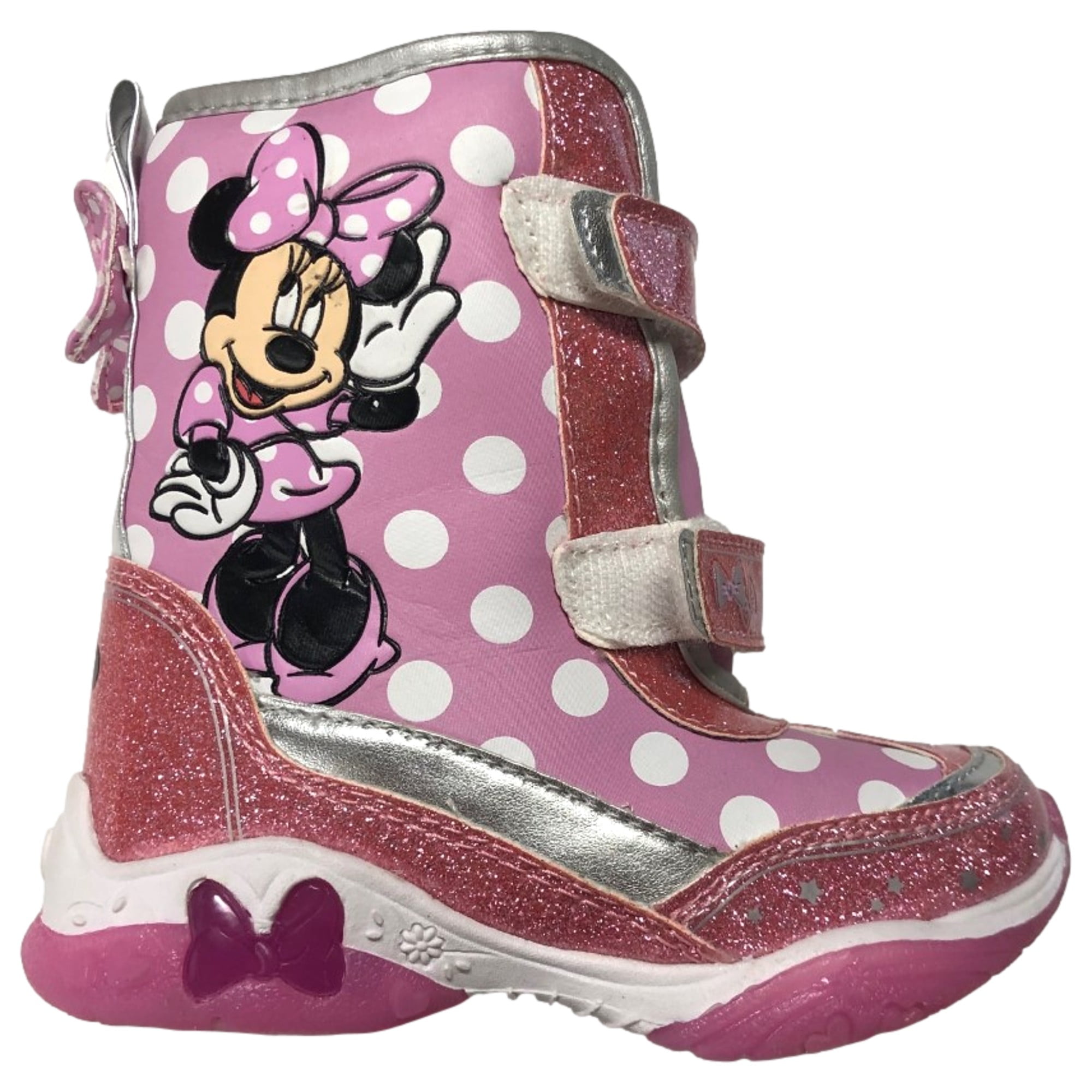 Disney Toddler Girls Pink Polka Dot Minnie Mouse Snow Boots 8 - Walmart.com