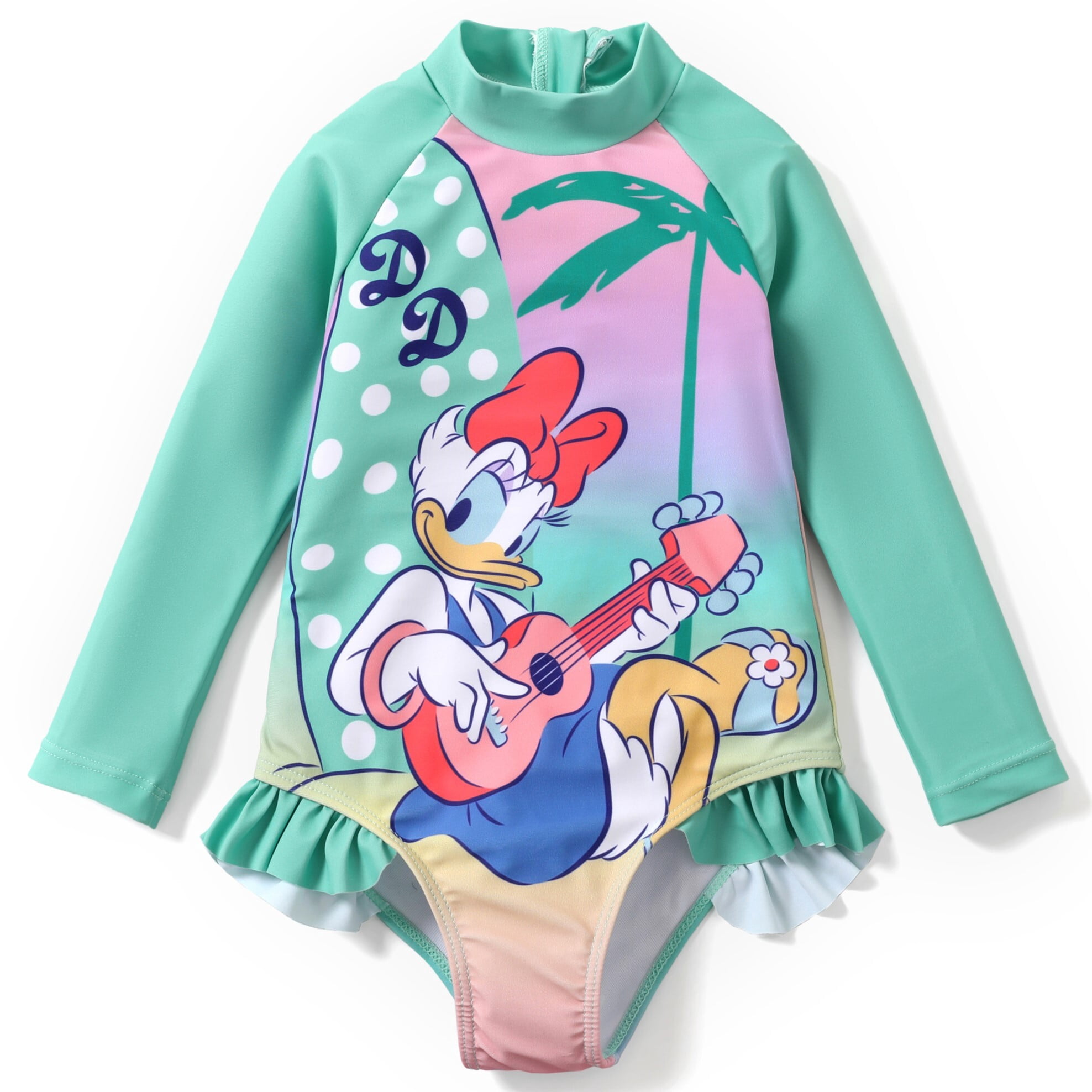 Disney Toddler Girls Swimsuit Daisy Duck Rash Guard Graphic Bathing ...