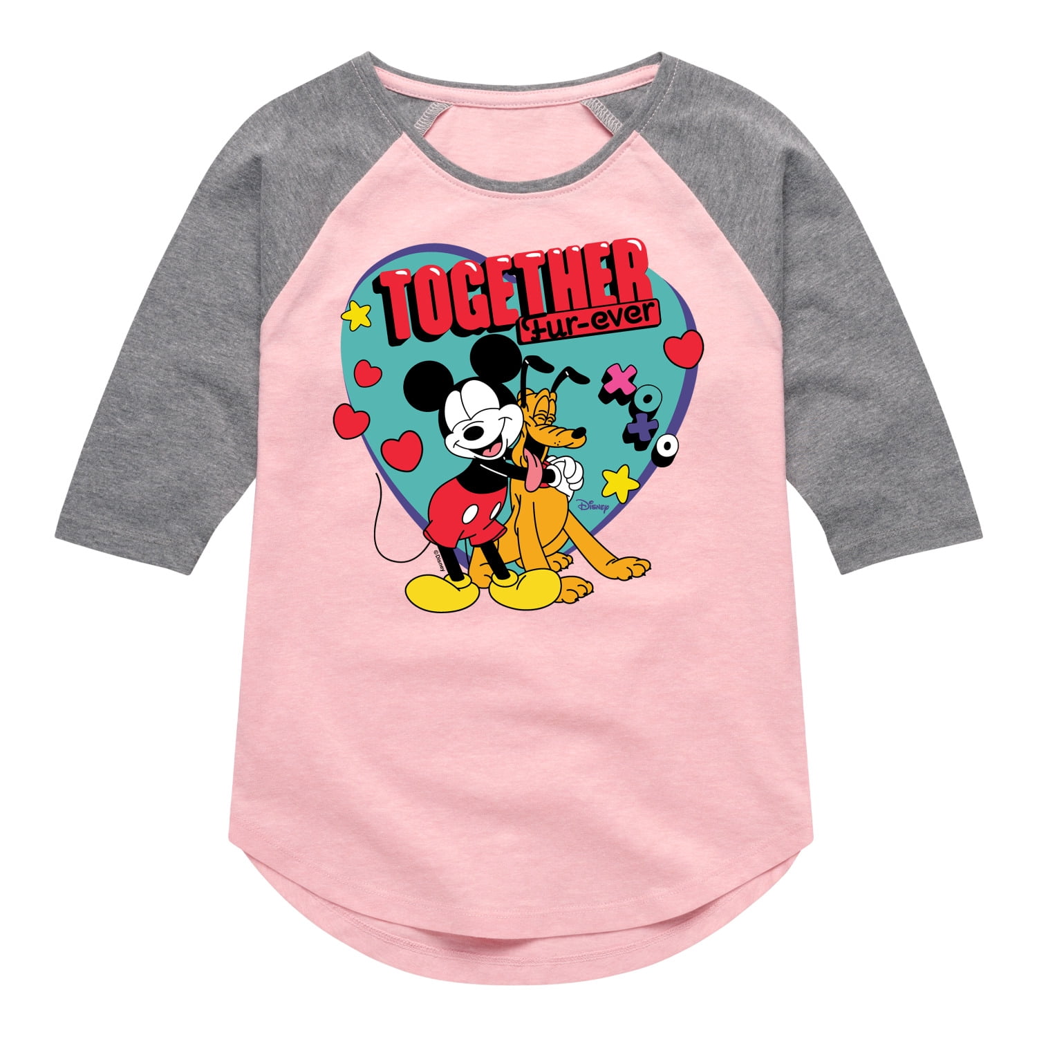 Disney - Together Fur Ever Mickey Pluto - Youth Girls Raglan Graphic T ...