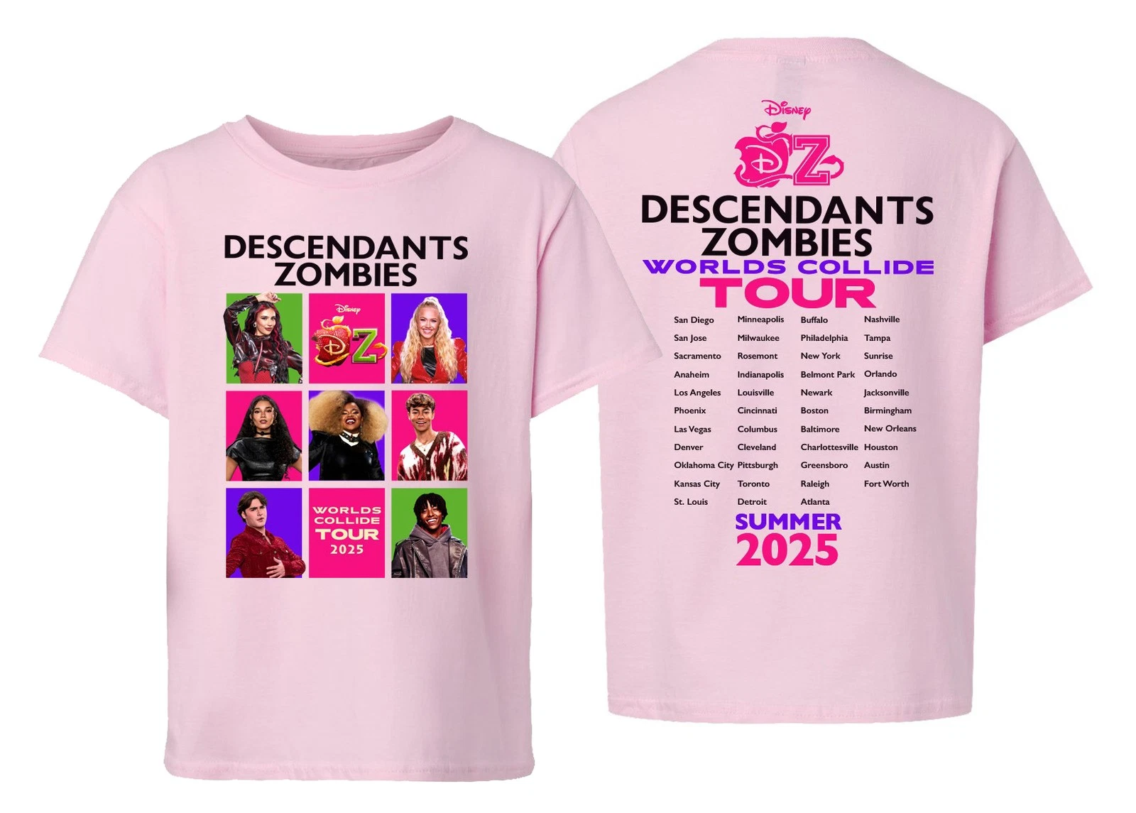Disney Tour 2025 Descendants Zombies Worlds Collide Tour Shirt For Fan - Walmart.com