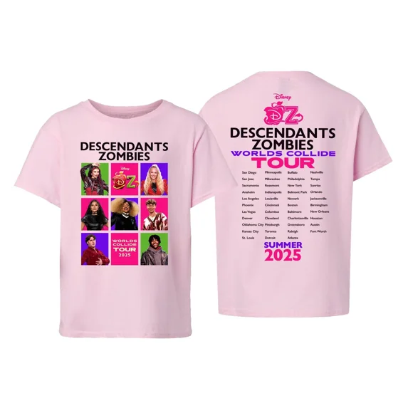 Disney Tour 2025 Descendants Zombies Worlds Collide Tour Shirt For fan ...