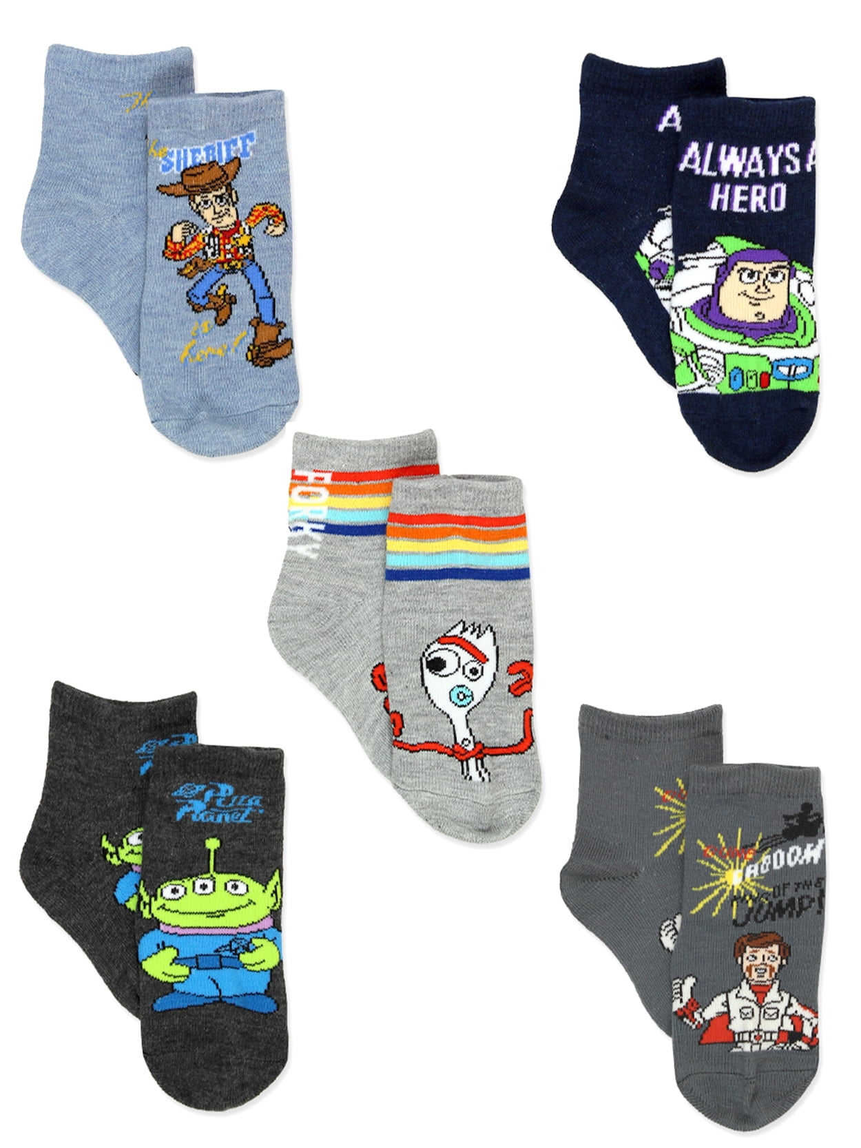 Disney Toy Story 4 Boys Girls Toddler 5 Pack Crew Sock Set EU062 ...