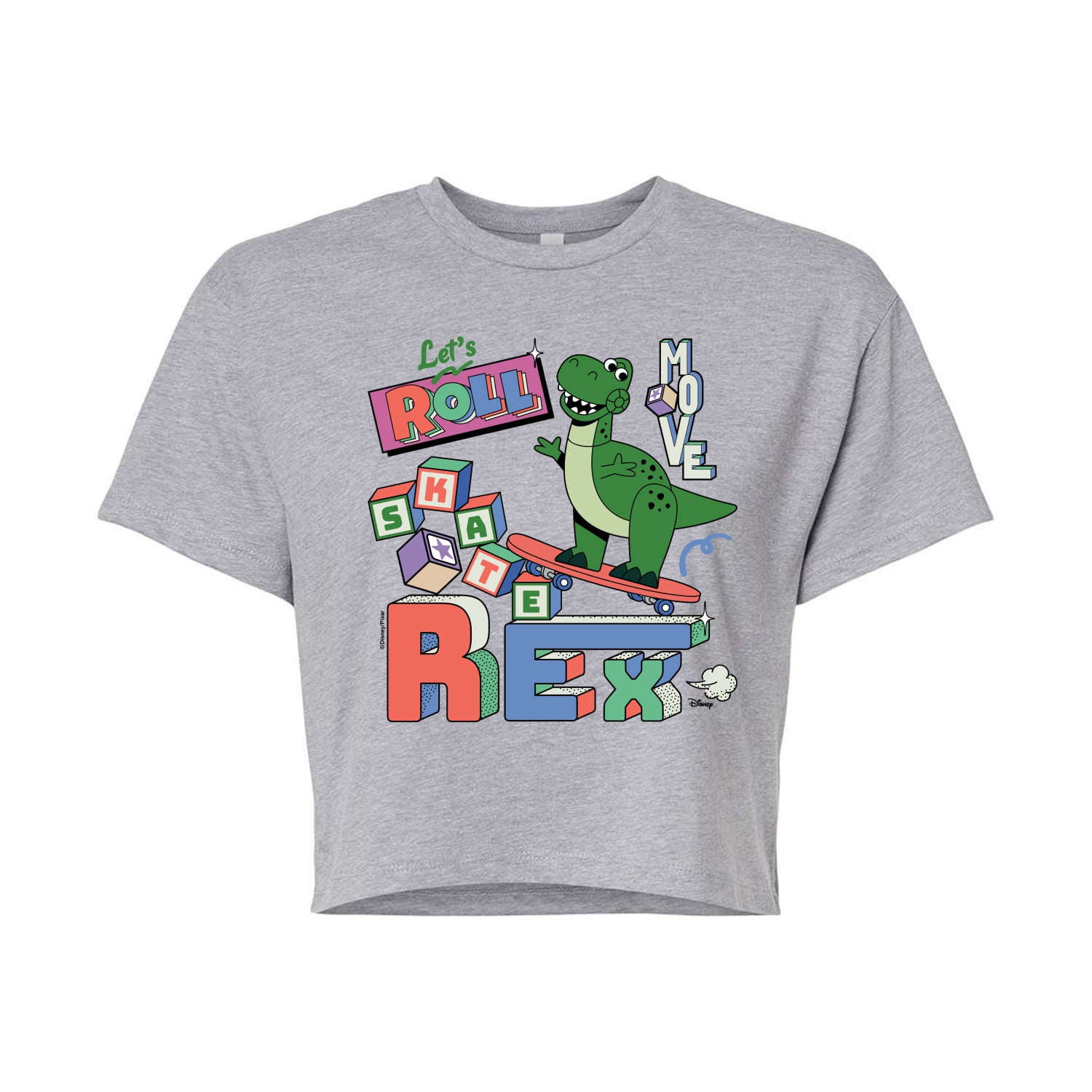 Disney - Toy Story - Skateboard Rex - Juniors Cropped Cotton Blend T ...