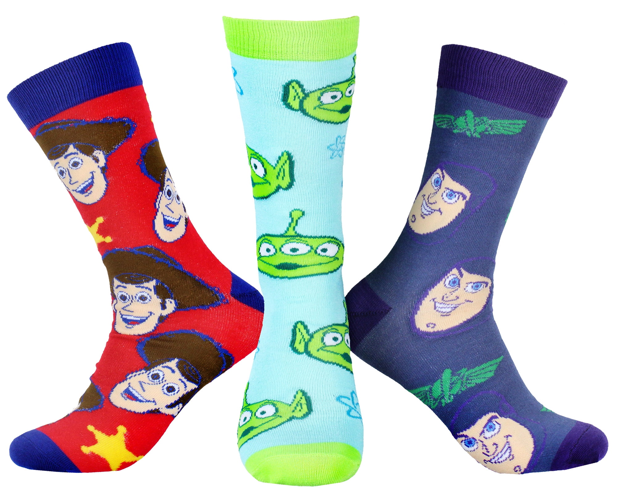 Disney Toy Story Socks Woody Buzz Lightyear Aliens Character Men's 3 ...