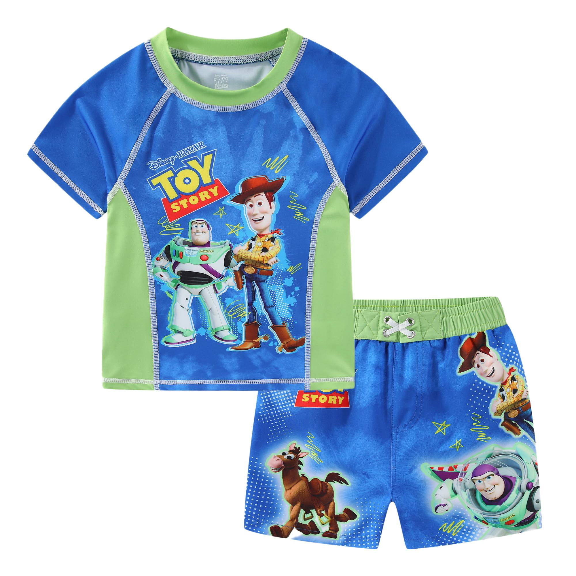 Disney Toy Story UPF 50+ Rash Guard and Swim Trunks Shorts Swimwear Set ...
