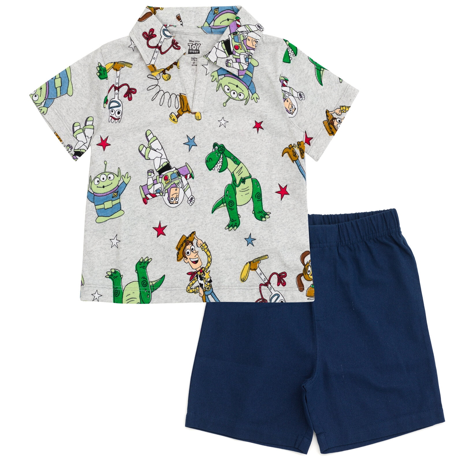 Disney Toy Story Woody Buzz Lightyear Forky Polo Shirt and Twill Shorts ...
