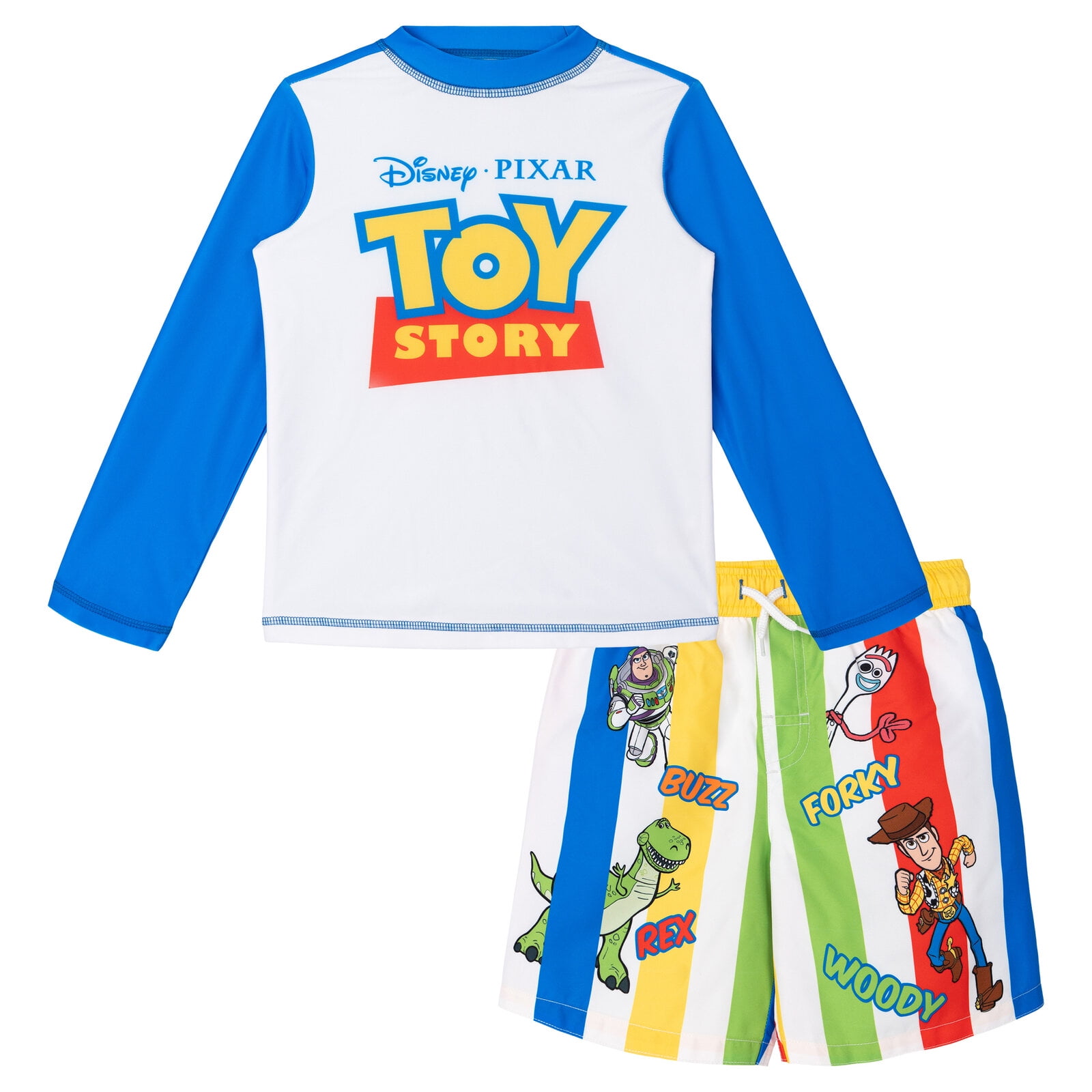 Disney Toy Story Woody Buzz Lightyear Forky Raglan Rash Guard and Swim ...