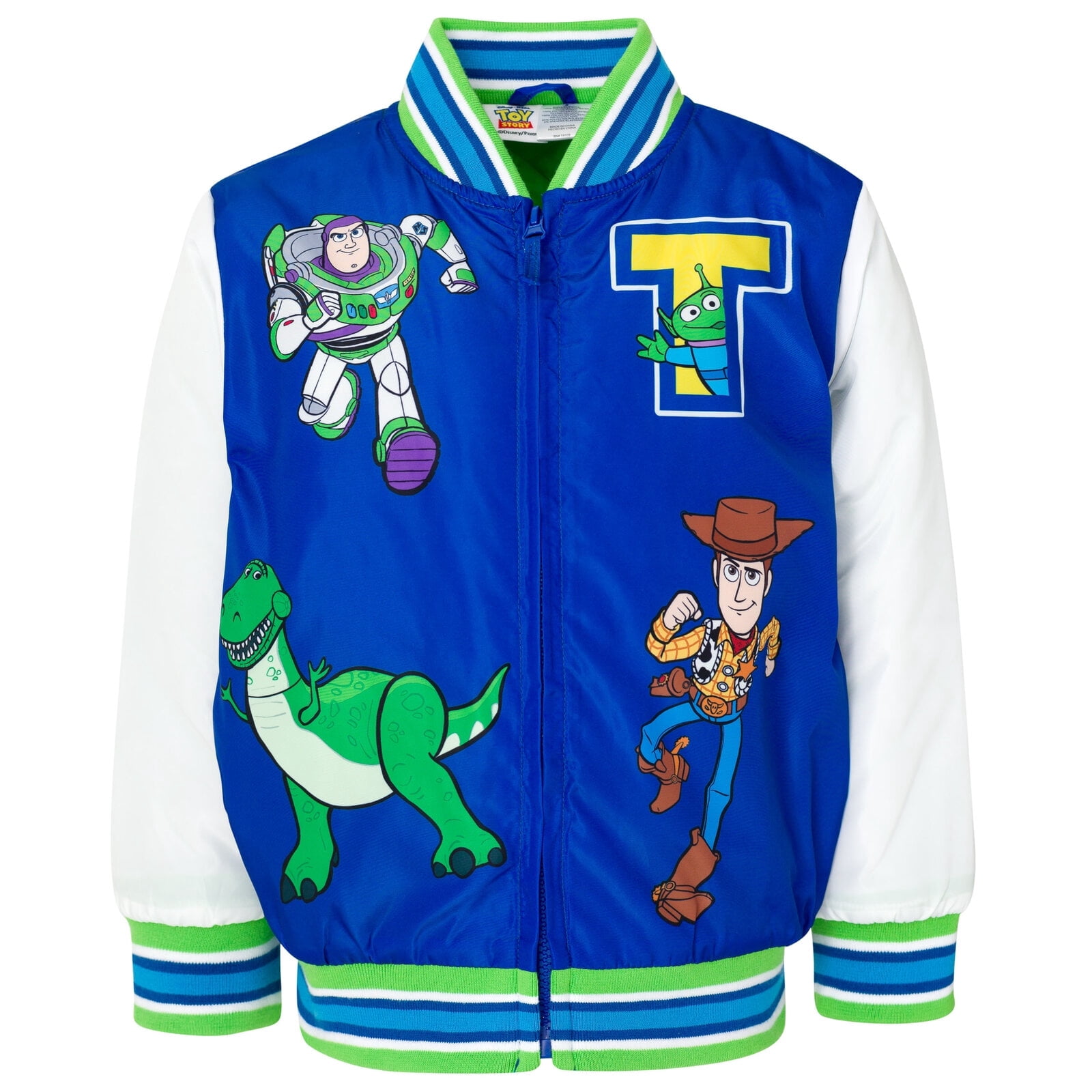 Disney Toy Story Woody Buzz Lightyear Rex Zip Up Varsity Bomber Jacket ...