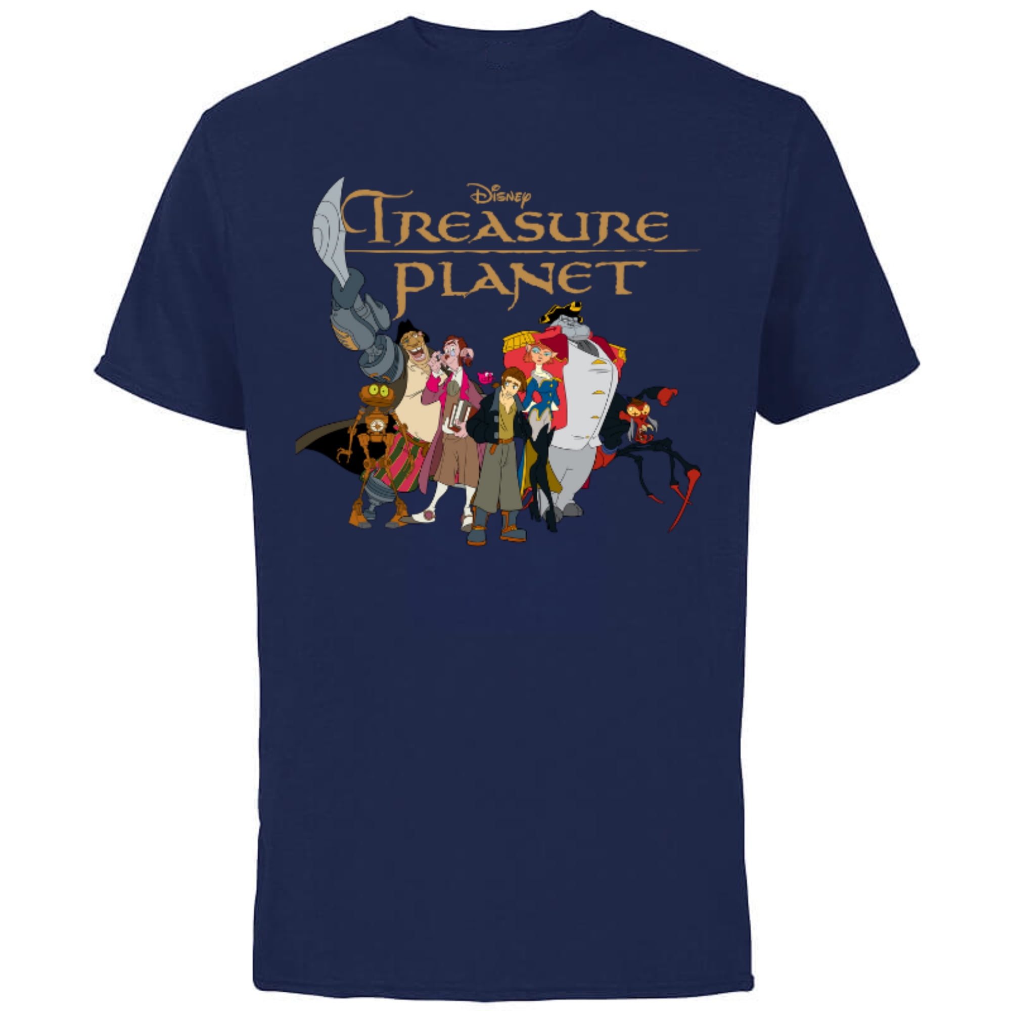 Disney Treasure Planet Logo and Characters T-Shirt - Short Sleeve Cotton T-Shirt for Adults ...