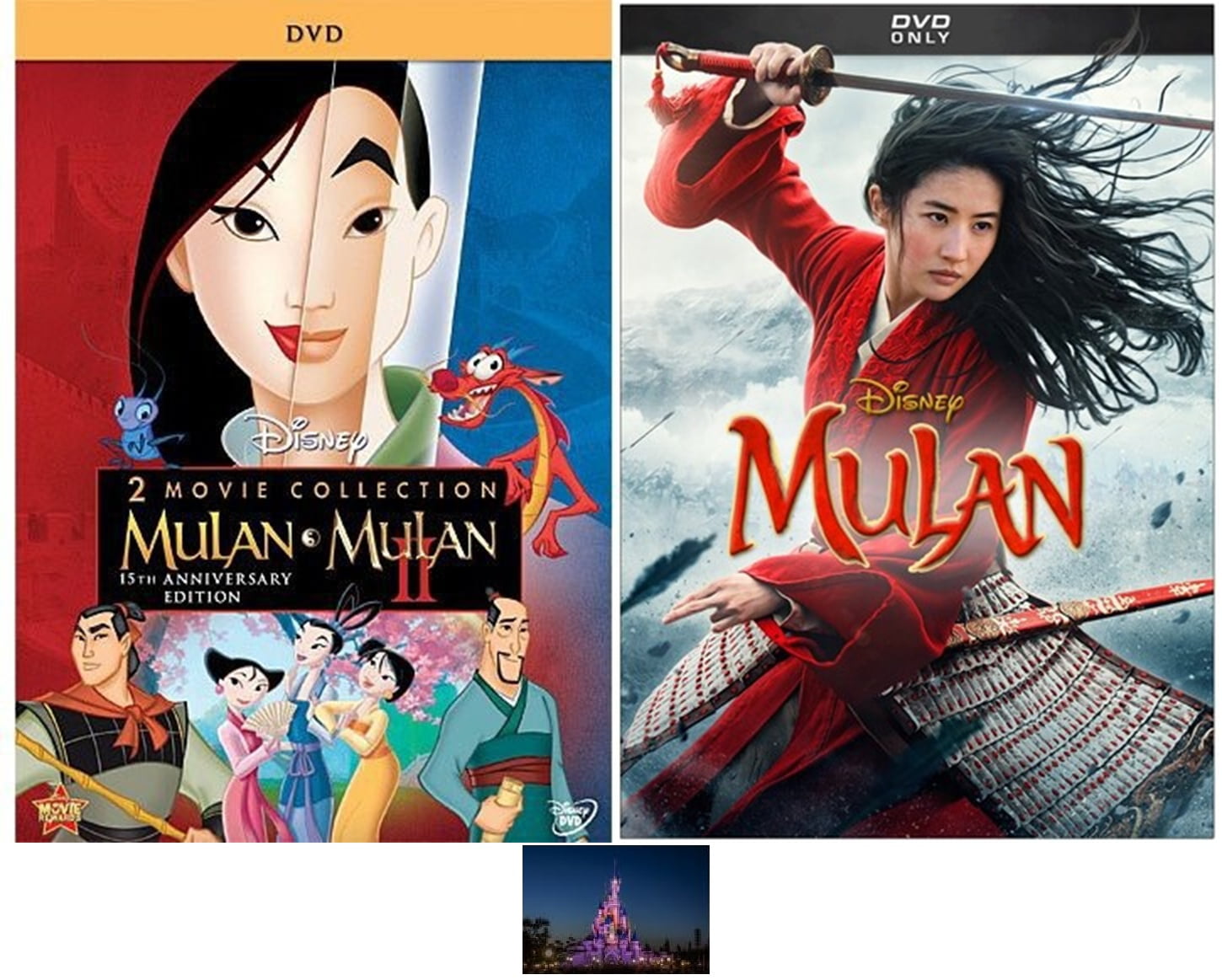Disney Triple Feature MULAN The Original Classic MULAN 2 & MULAN Live Action 3 DVD Set Bundled ...