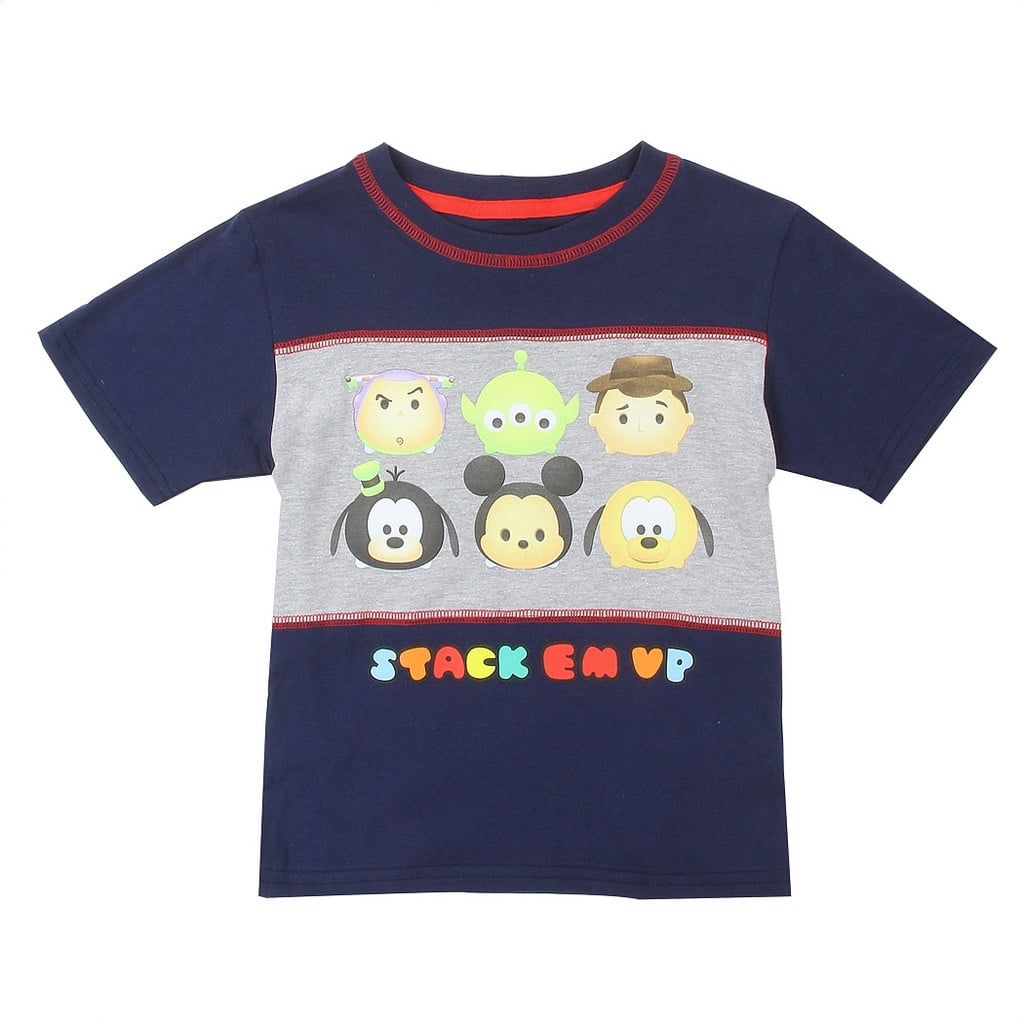 Disney Tsum Tsum Little Boys' Stack Em Up Colorblock Tee - Walmart.com
