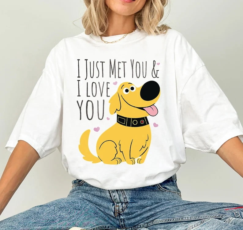 Disney UP Dug I Just Met You And I Love You Golden Retriever Dog T ...