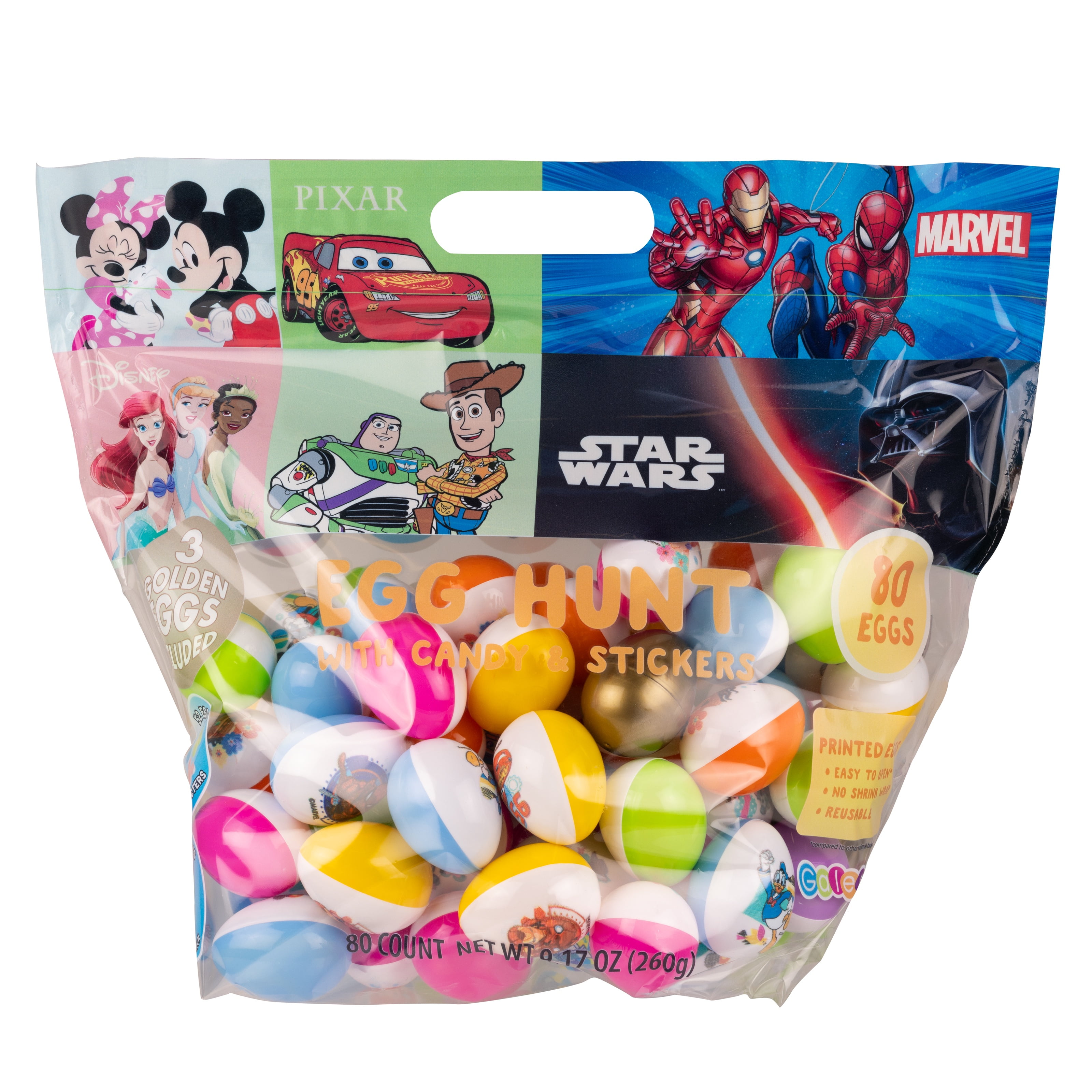Disney Ultimate Mix 80 Count Egg Hunt Bag with Candy and Stickers, 9.17 ...