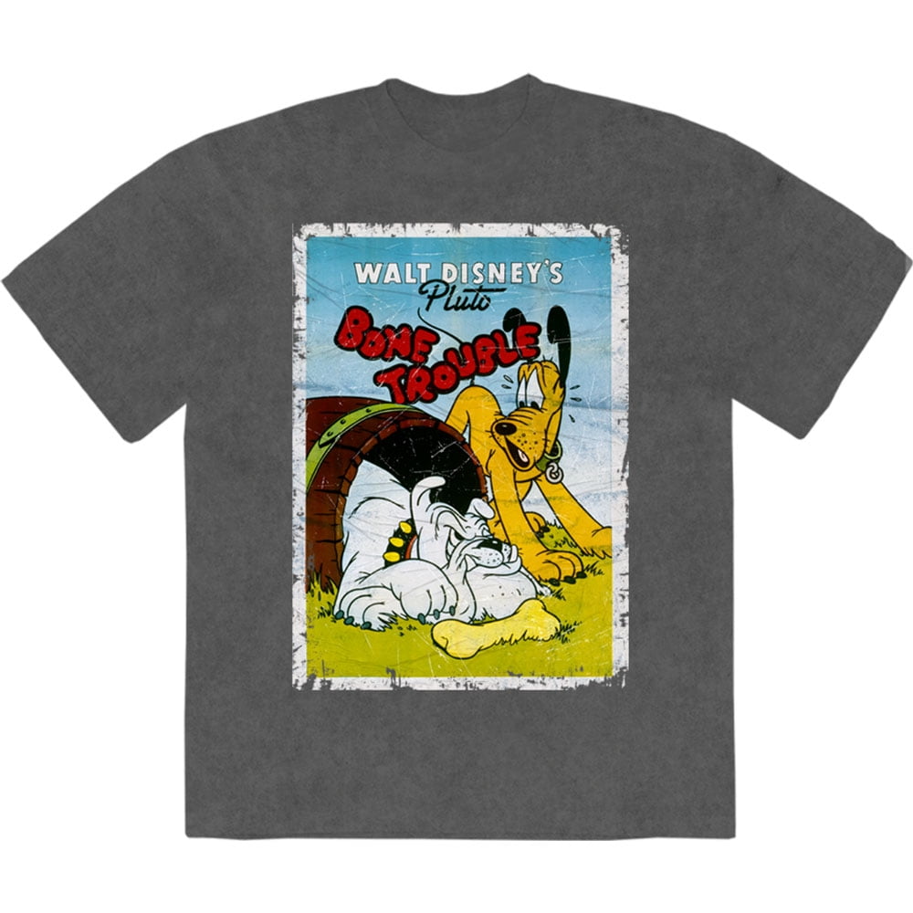 Disney Unisex Stone Wash T-Shirt Pluto Bone Trouble (Charcoal Grey ...