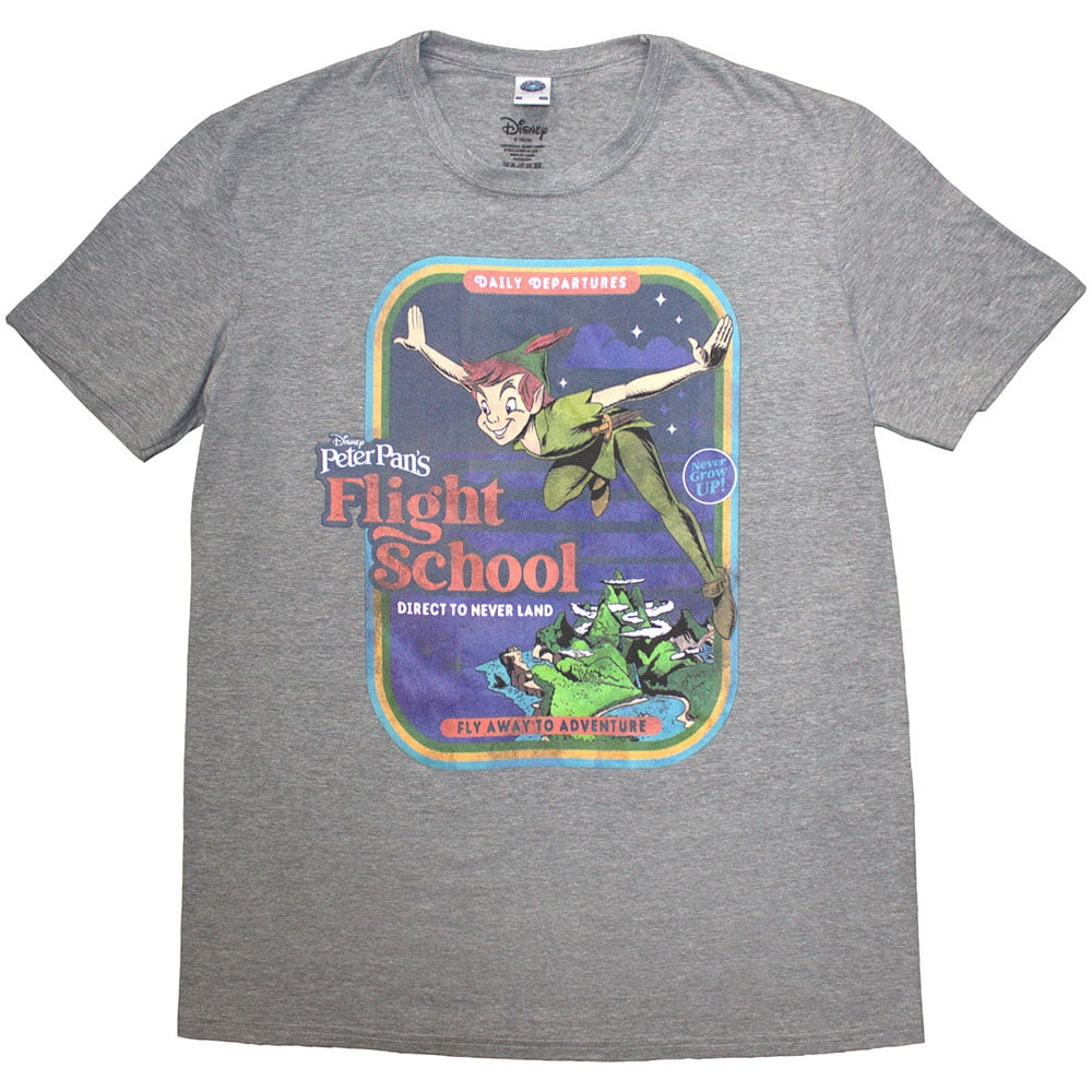 Disney Unisex T-Shirt Peter Pan Flight School (Grey) (Medium) - Walmart.com
