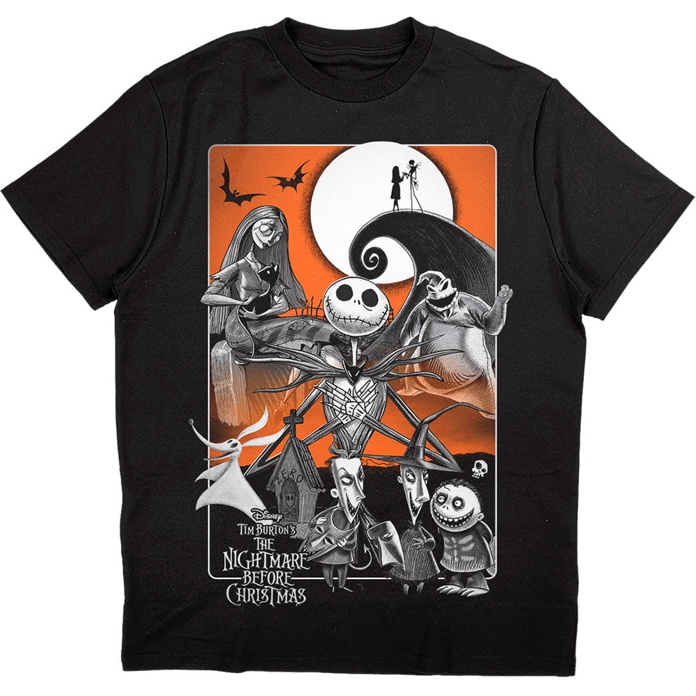 Disney Unisex T-Shirt The Nightmare Before Christmas Orange Moon (Large ...