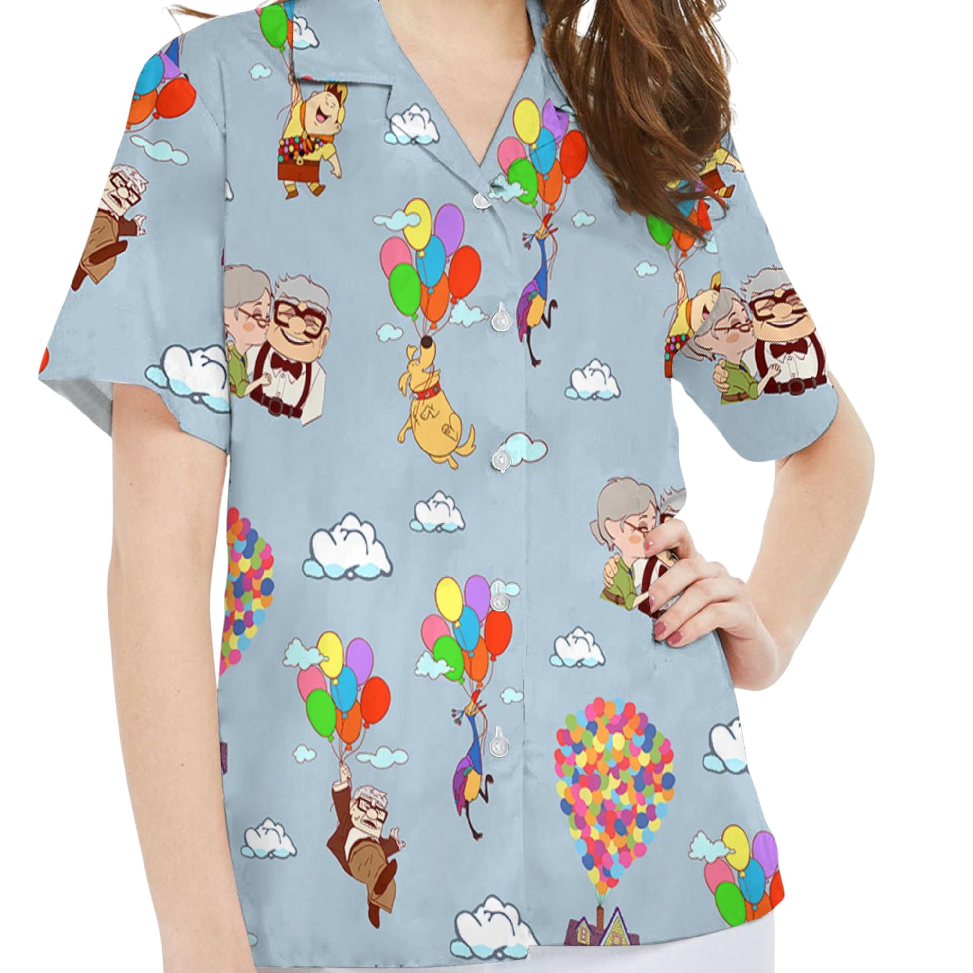 Disney Up Movie Hawaiian Shirt, Balloon House Carl Ellie Russell Kevin ...