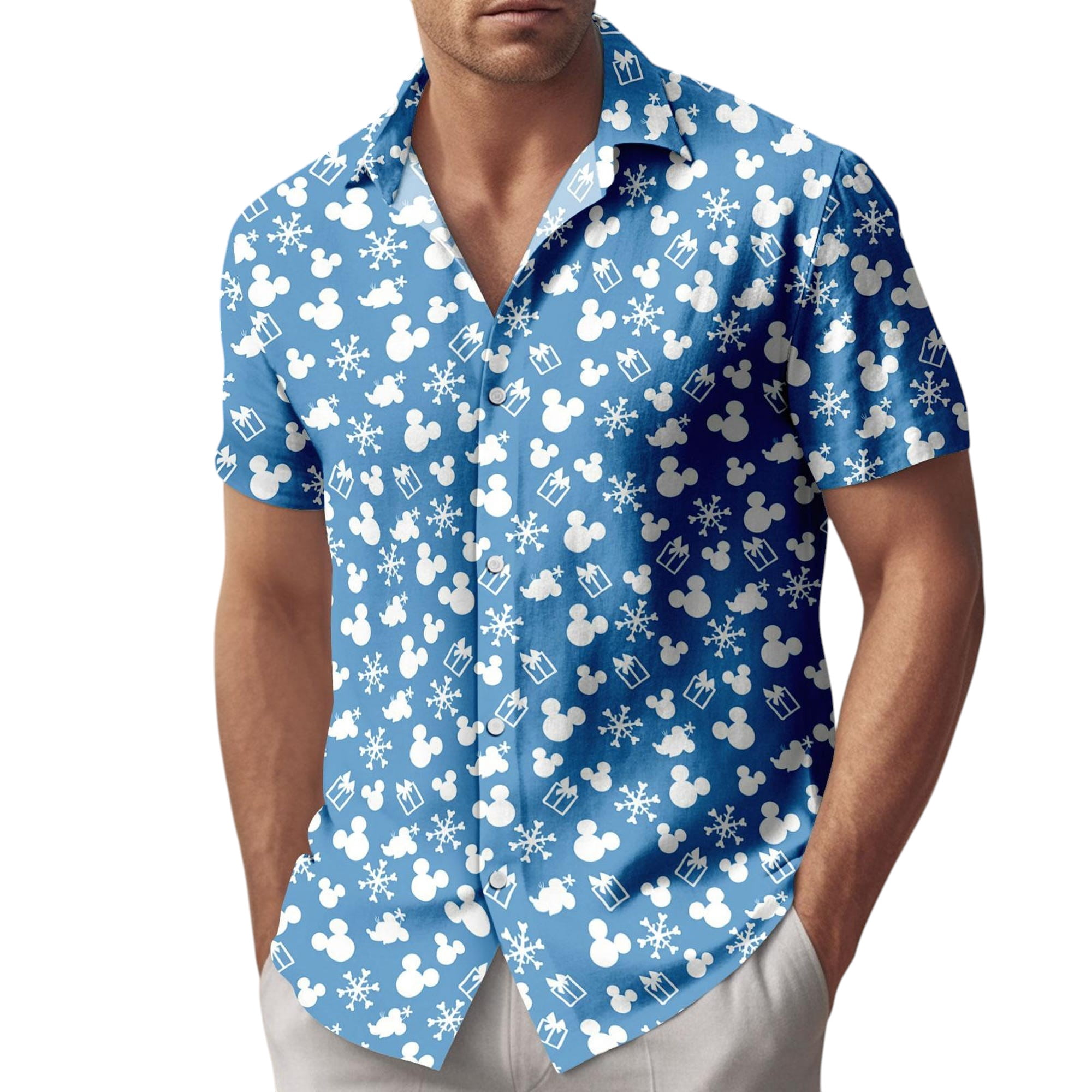 Disney Valentine Button Shirt, Mickey Snowflake Hawaiian Shirt, Disney ...