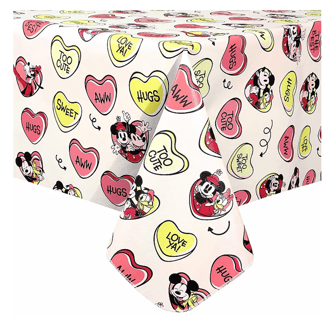 Disney Valentines Day Vinyl Tablecloth Flannel Backed, Mickey Minnie ...