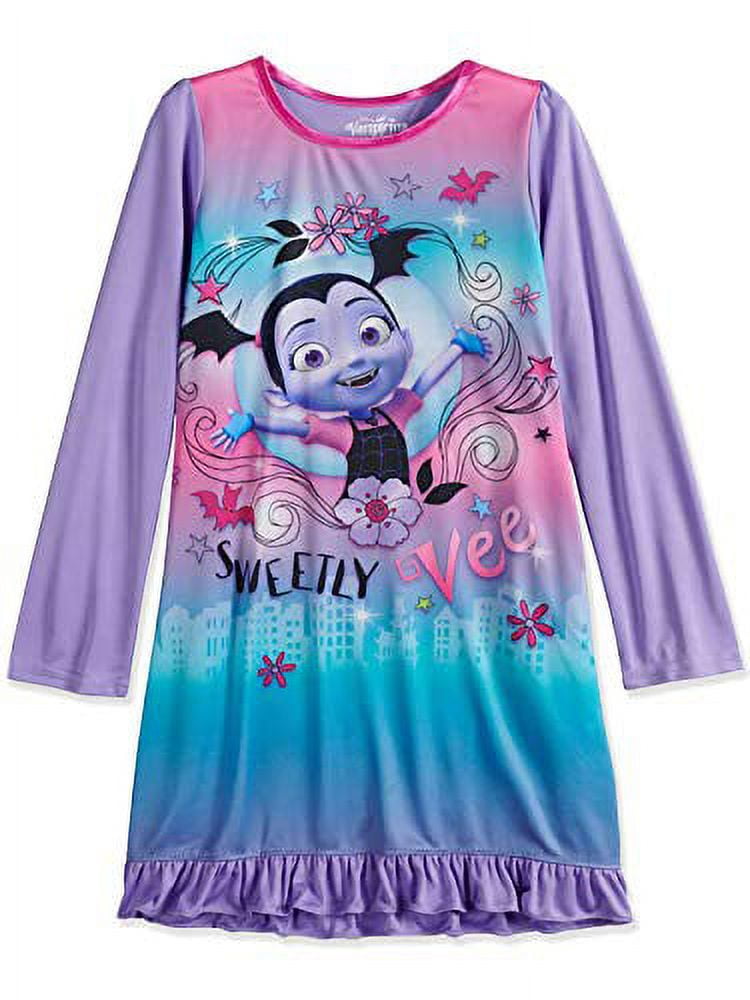 Disney Vampirina Girls Long Sleeve Nightgown Pajamas (6, Purple ...