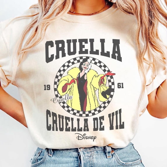 Disney Villain Cruella De Vil Checkered Circle Retro Shirt 101 ...
