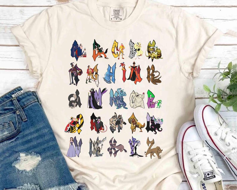 Disney Villains Alphabet Teacher Matching Shirt, Kindergarten Teacher ...