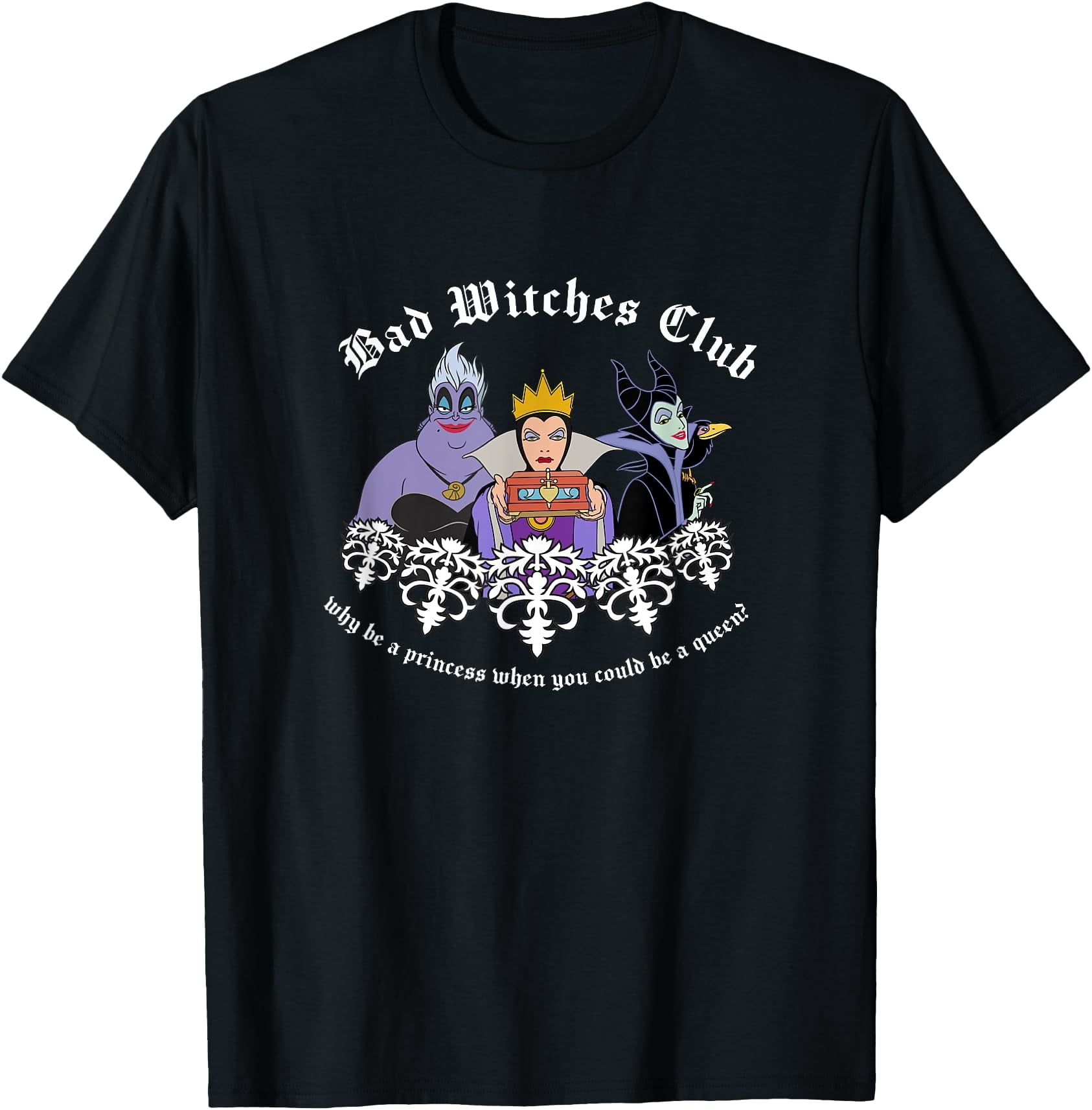 Disney Villains Bad Witches Club Epic Group Shot Chest Logo T-Shirt ...