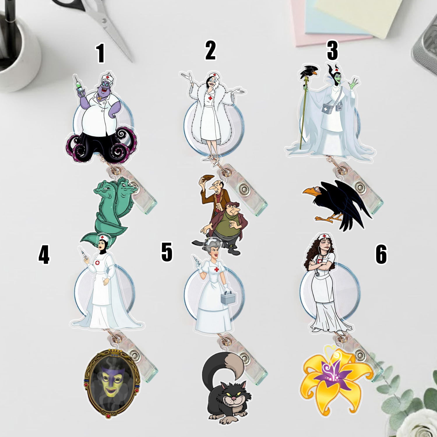 Disney Villains Badge reel,Disney Villains Pain Panic Badge Reel, Cute ...