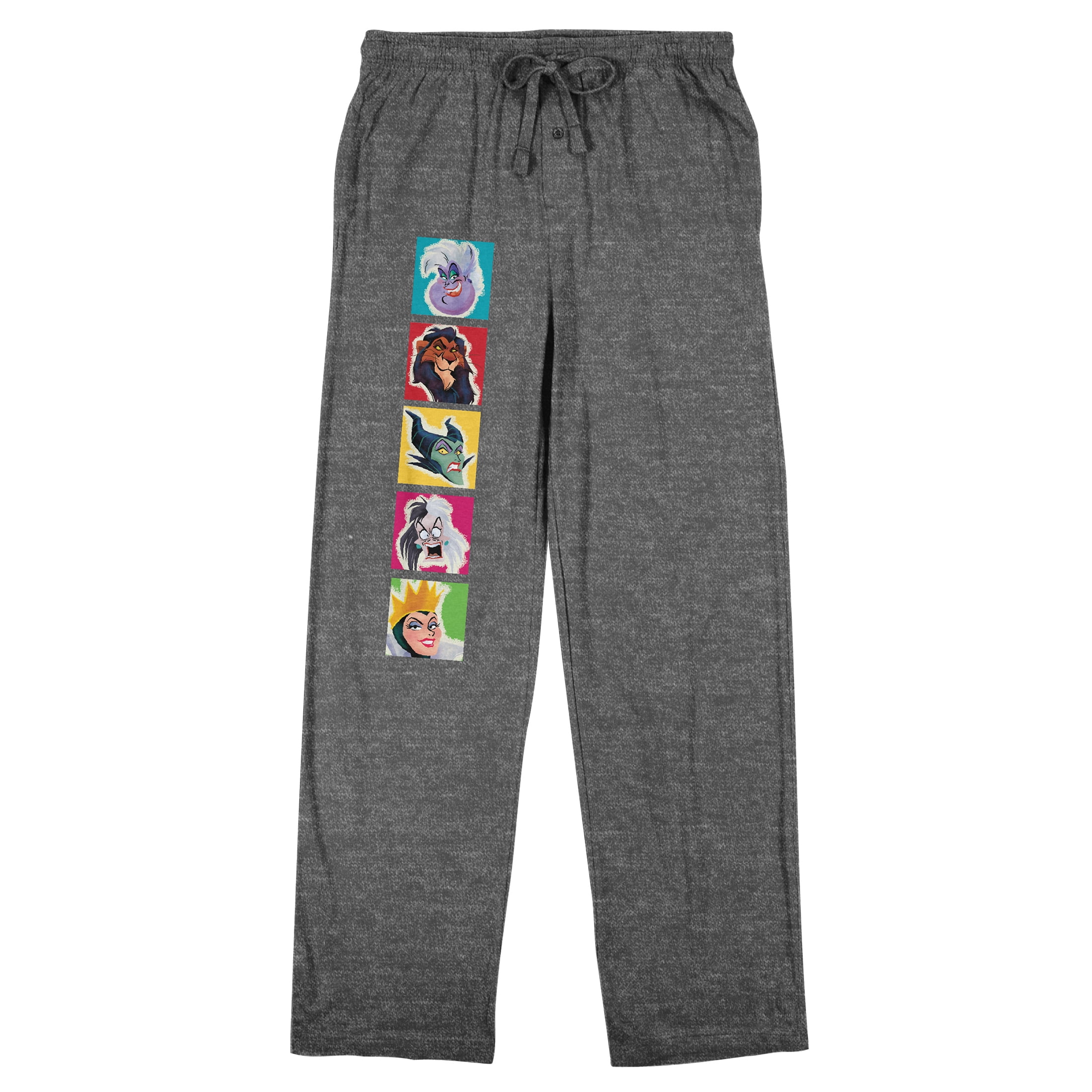 Disney Villains Character Squares Adult Gray Heather Sleep Pajama Pants ...