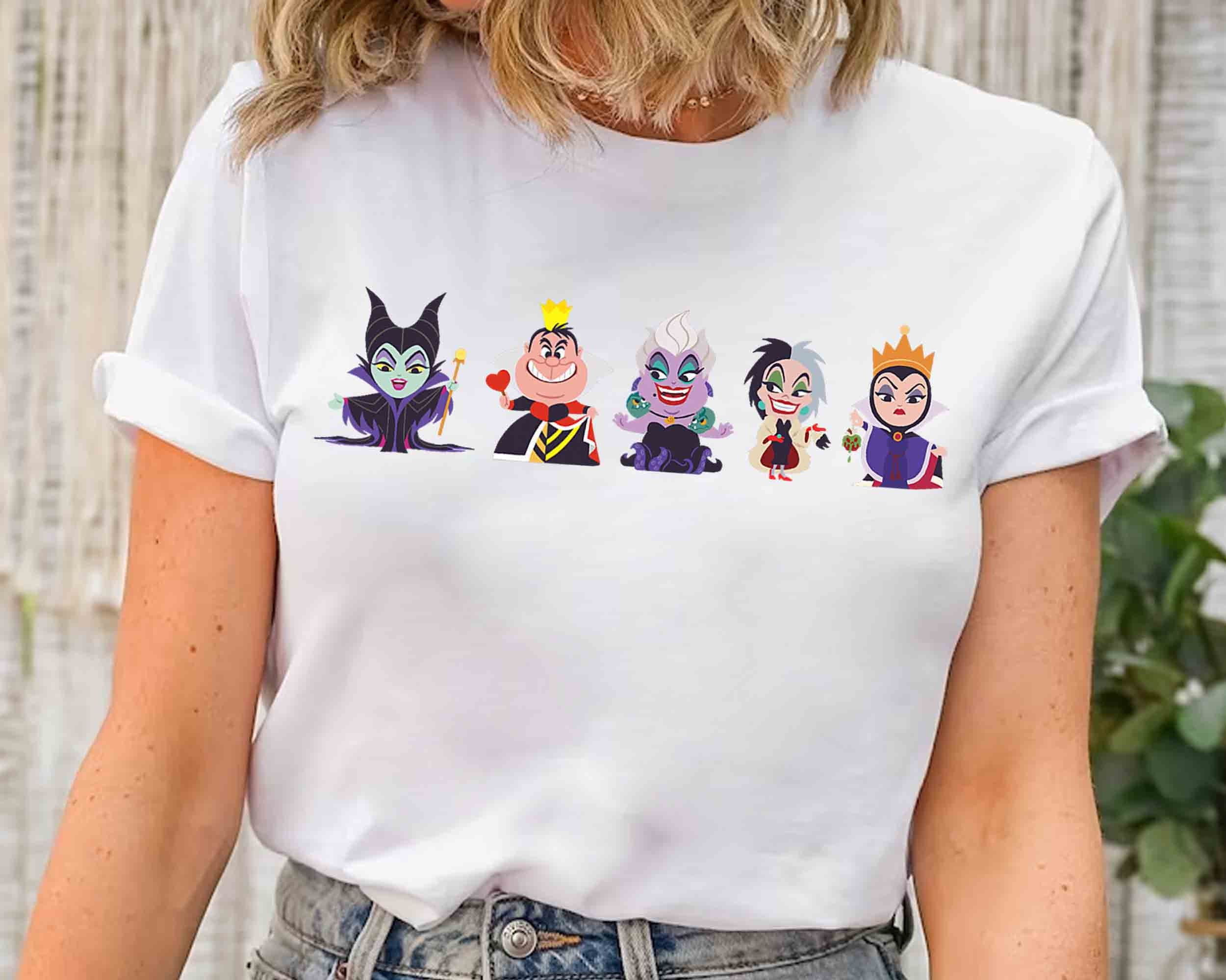 Disney Villains Characters Group Kawaii Chibi Evil Queens T-Shirt ...