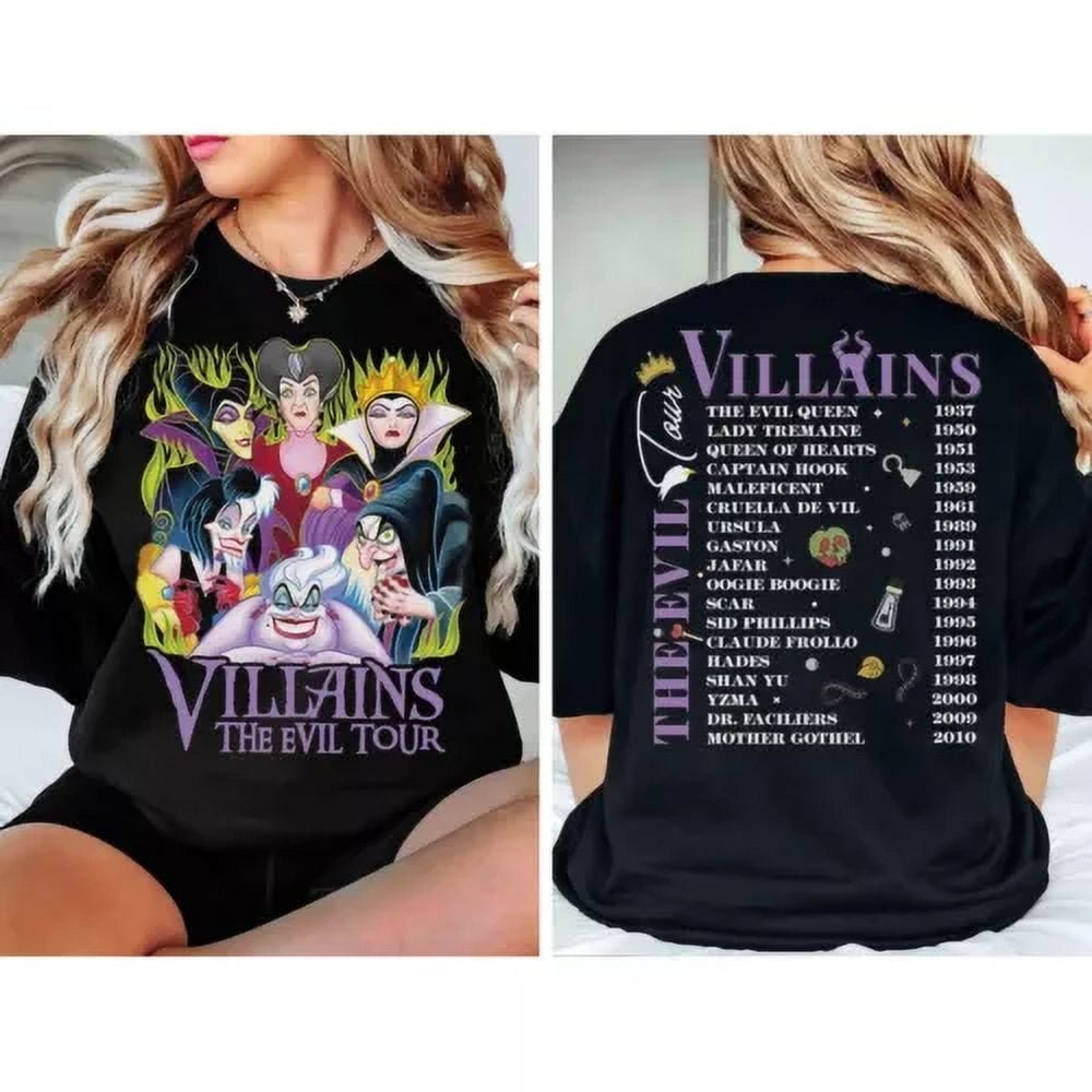 Disney Villains Evil Tour Shirt, Disney Halloween 2024 Shirt, Halloween Gift - Walmart.com